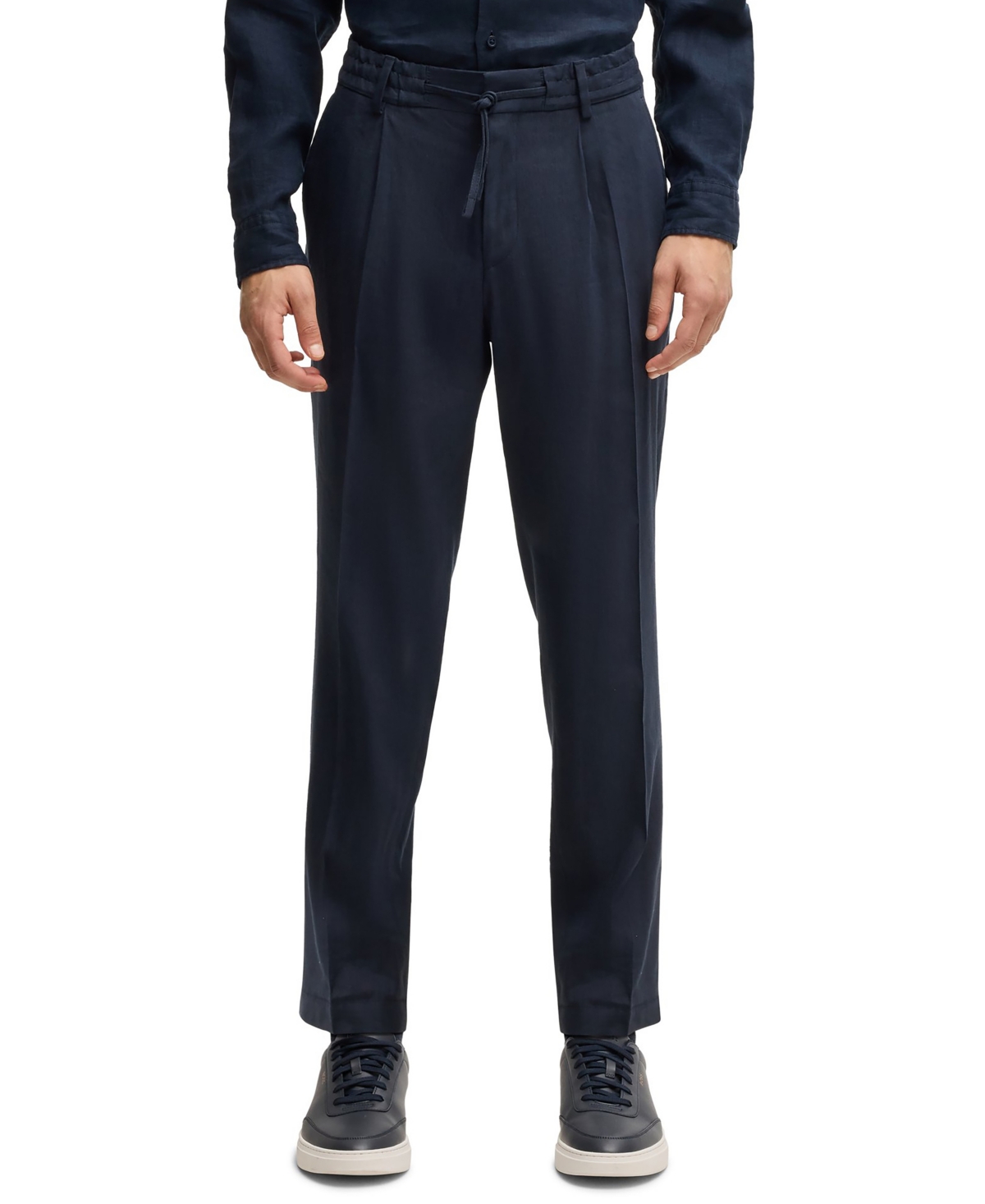 Click here for Boss by Hugo Boss Mens Linen Blend Tapered-Fit Tai... prices