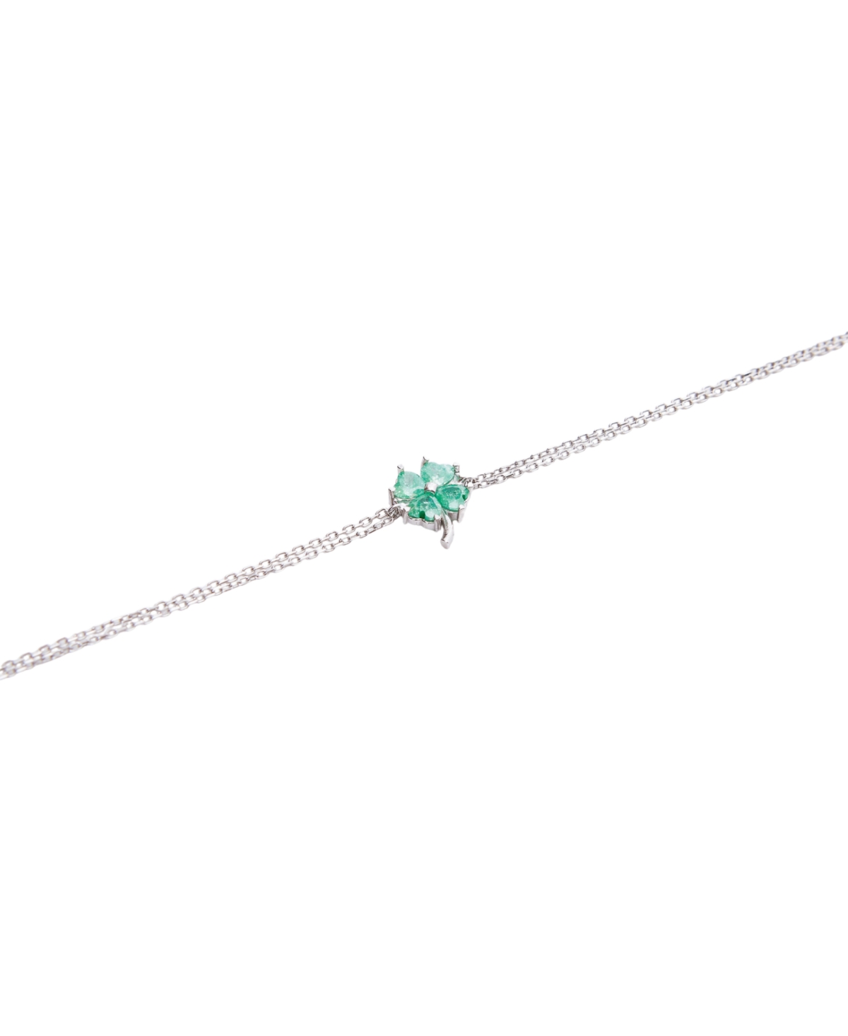 Click here for Sterling Silver Four Leaves Clover Bracelet - Gree... prices