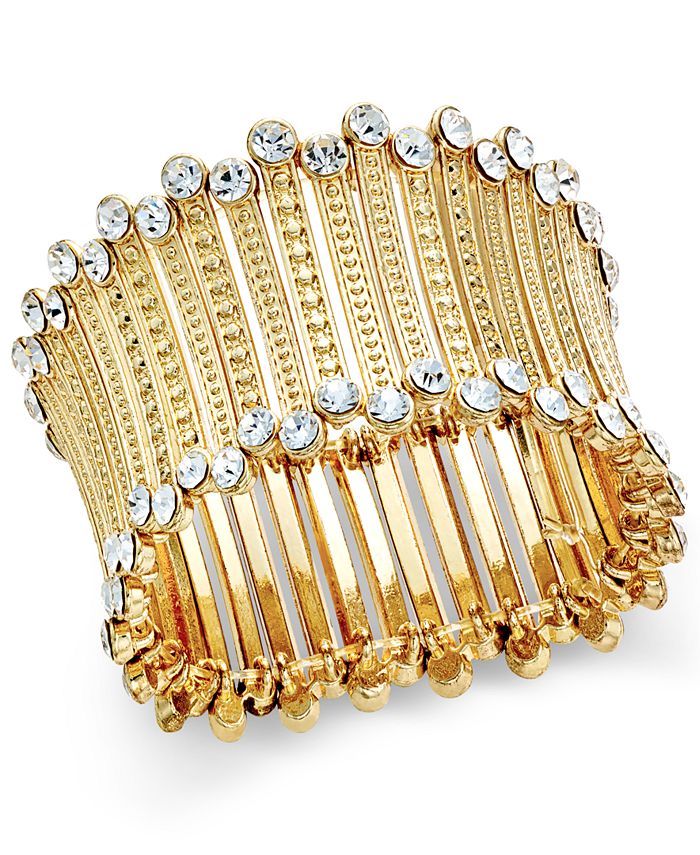 INC International Concepts I.N.C. Gold-Tone Crystal-Trim Stretch Cuff ...