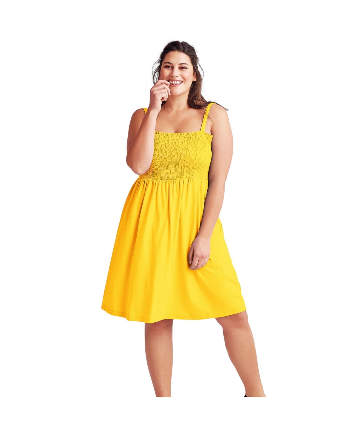 Click here for ellos Womens Plus Size Smocked Bodice Tank Dress -... prices