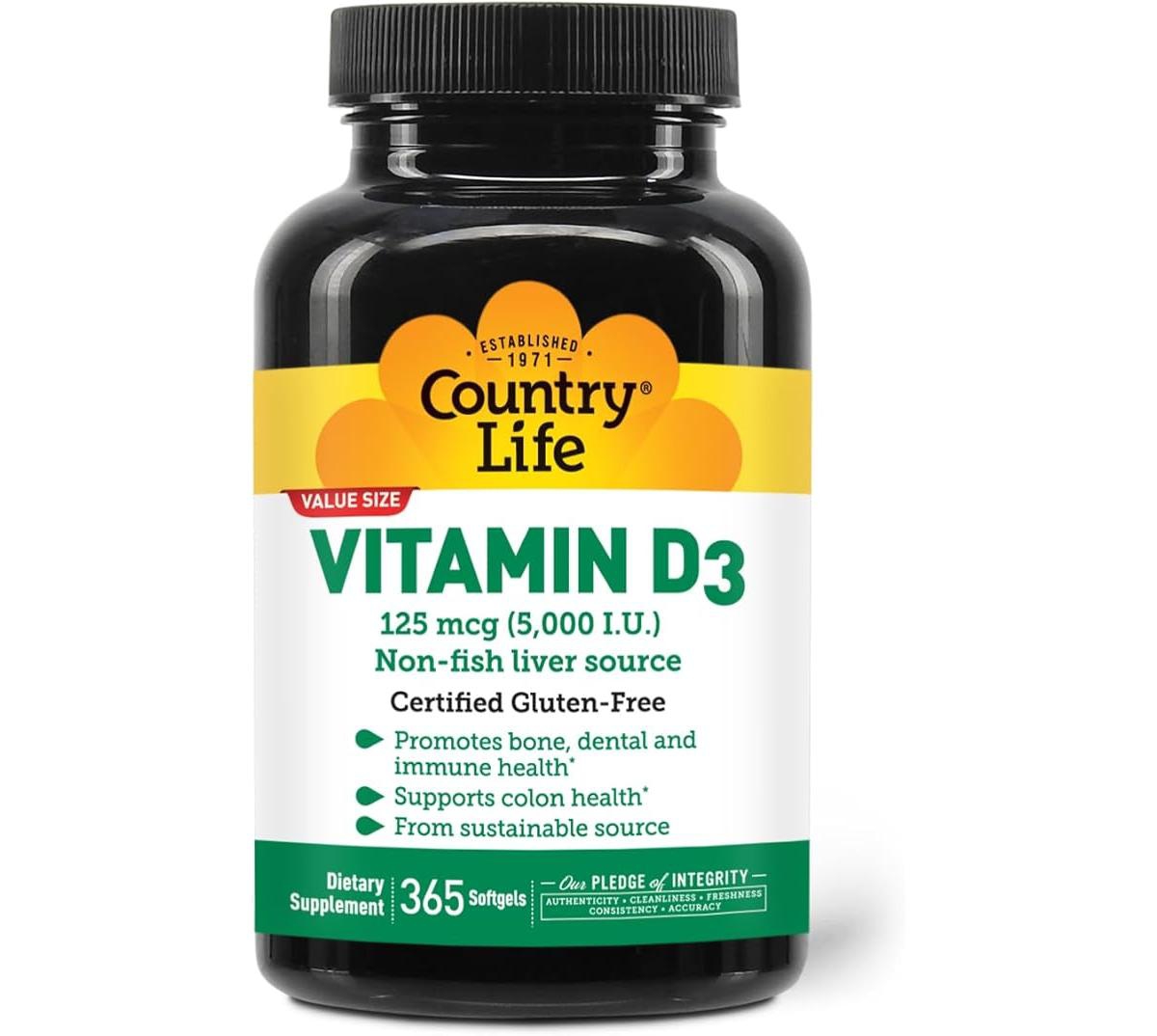 Click here for Country Life Vitamin D3 (5000 Iu)  125 Mcg  365 So... prices