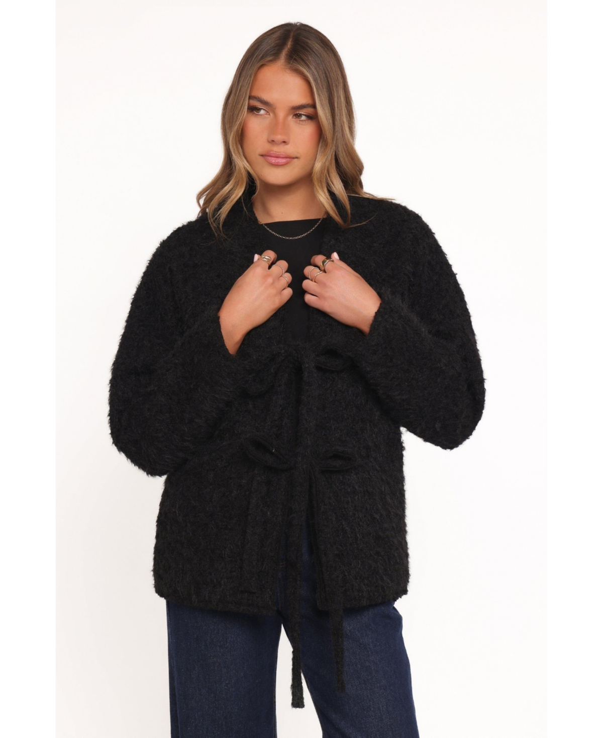 Click here for Petal and Pup Womens Kimmy Bow Oversized Cardigan... prices