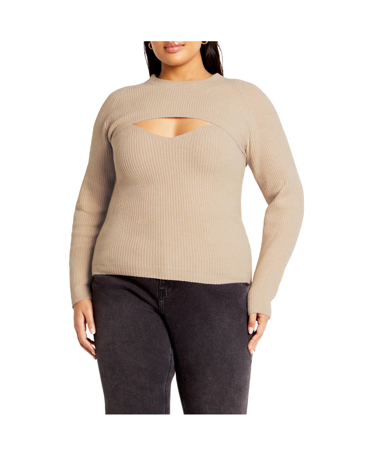 Click here for City Chic Womens Rina Ribbed Shrug Cami Sweater -... prices