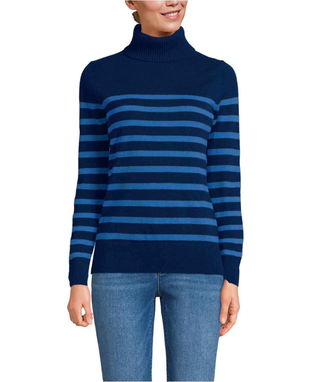 Click here for Lands End Womens Turtleneck Sweater - Navy/cobalt... prices