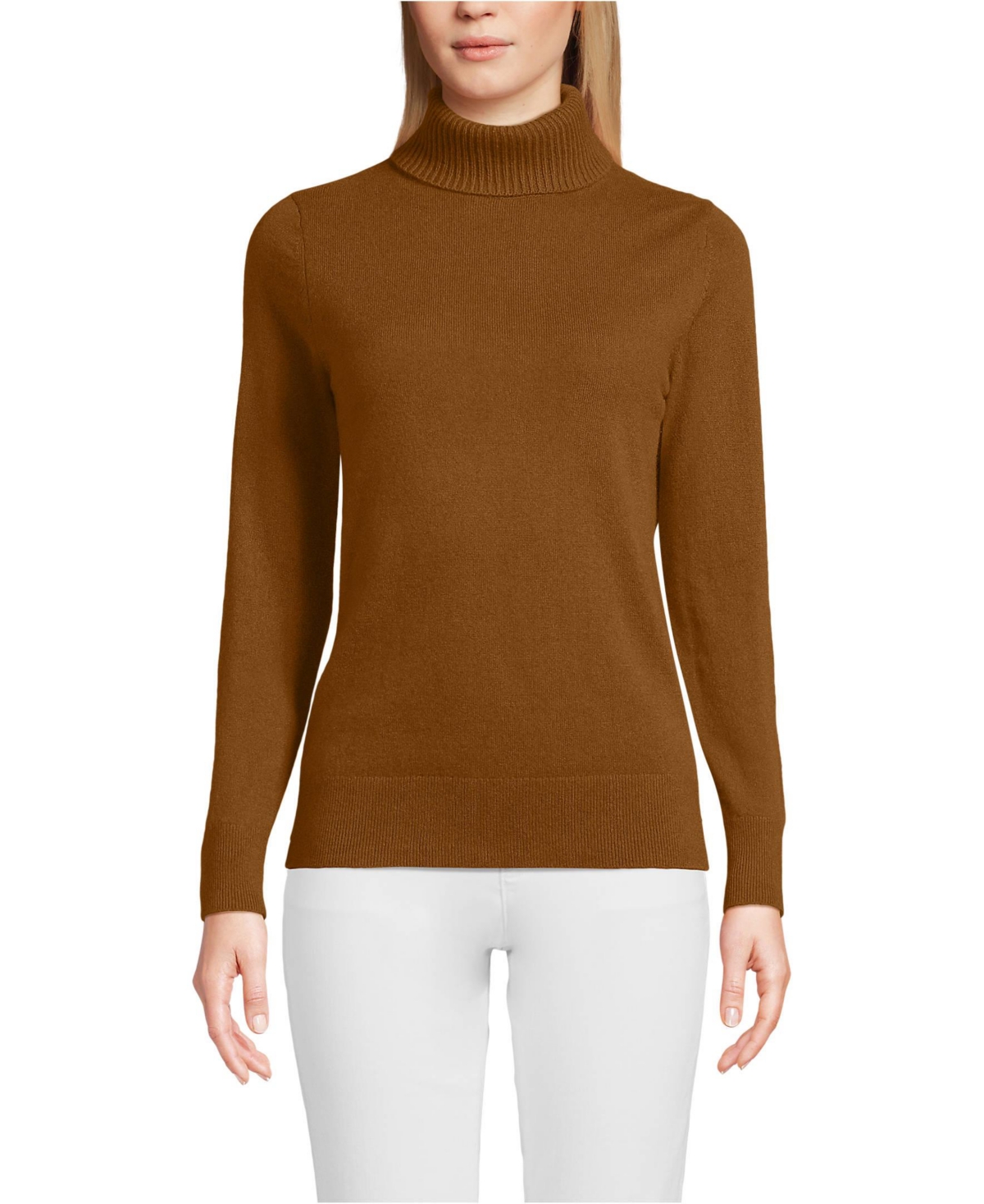 Click here for Lands End Womens Turtleneck Sweater - Rich saddle prices