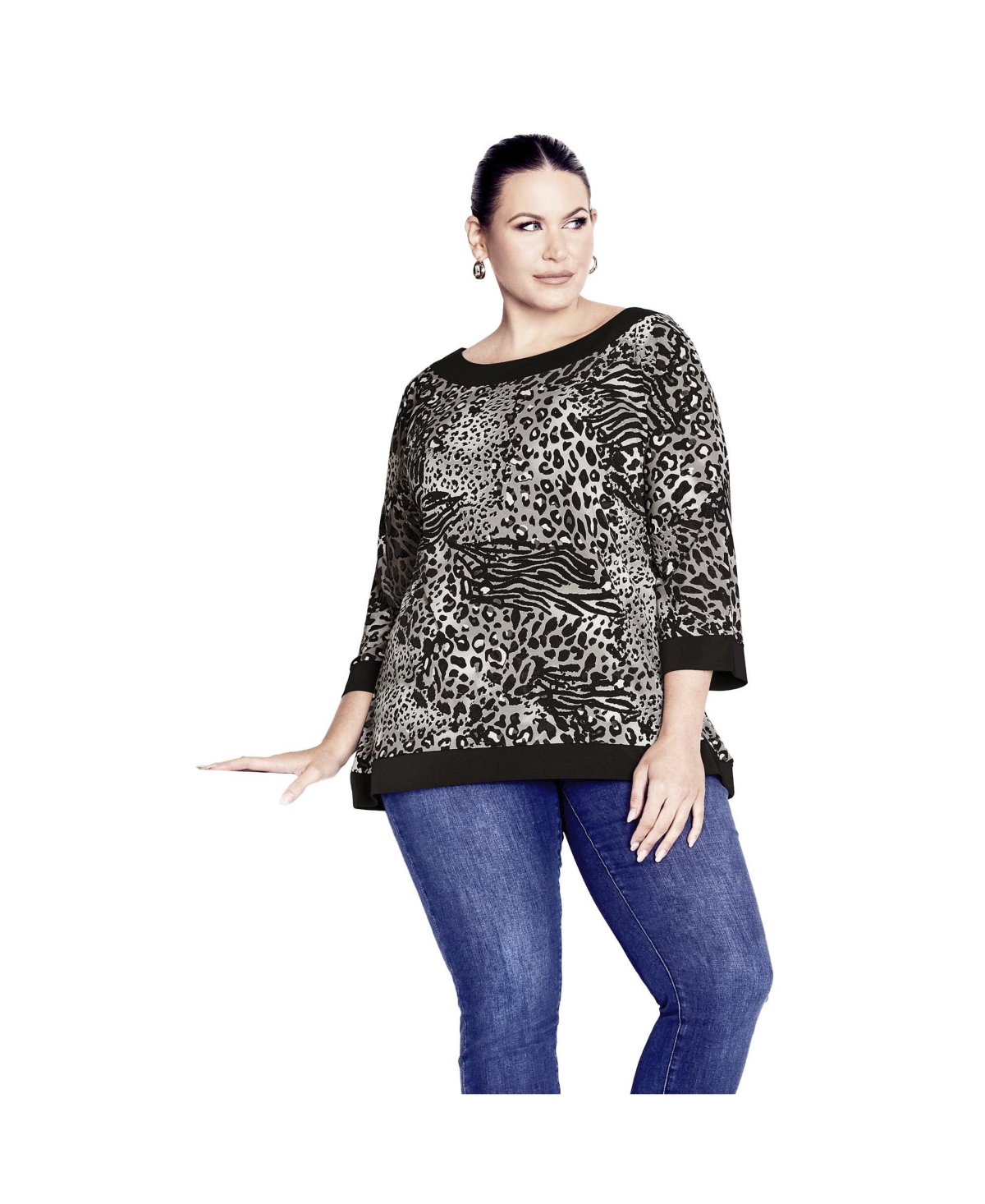 Click here for Avenue Womens Tessa Top - Mono animal mix prices