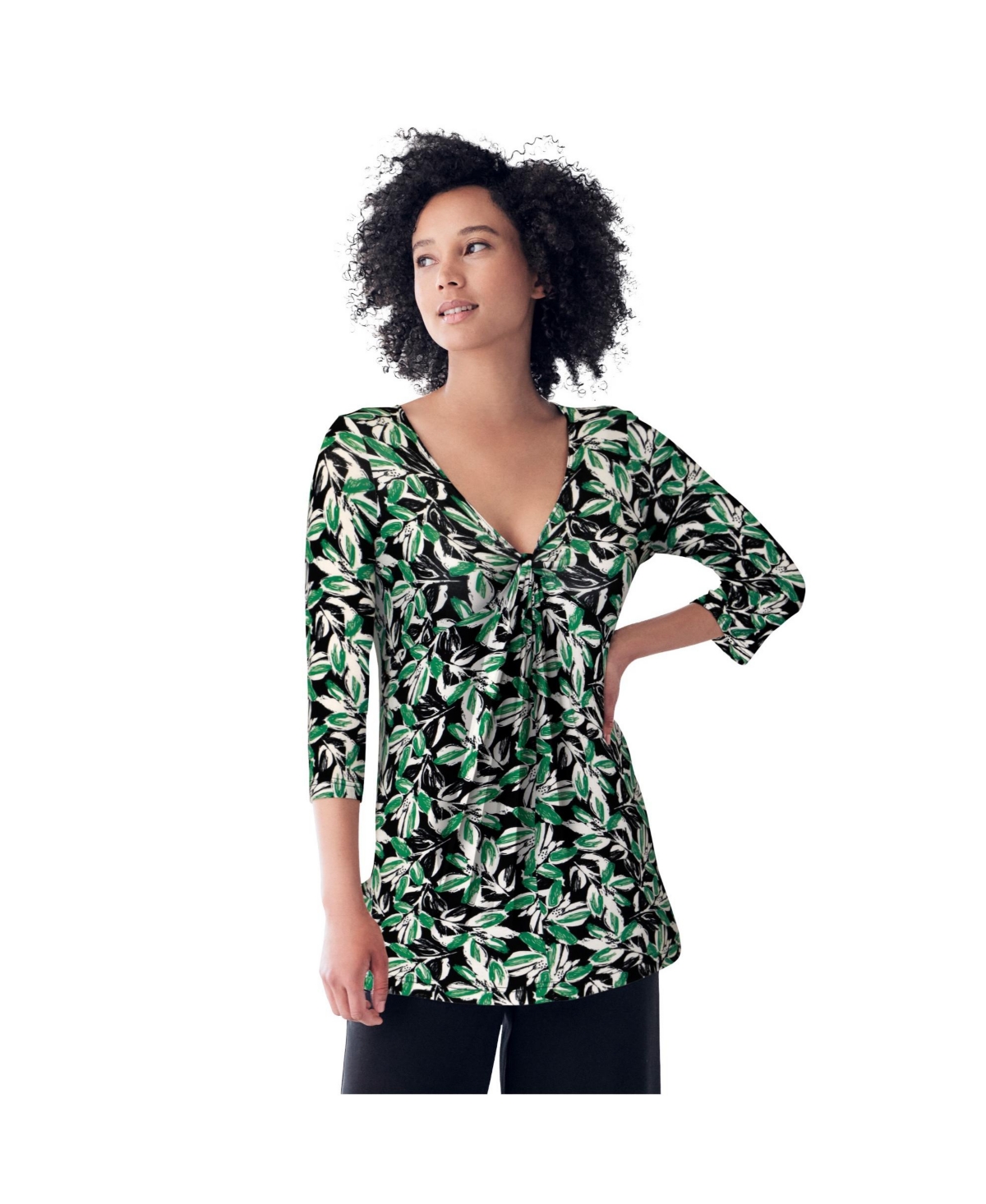 Click here for ellos Womens Twisted Knot-Front Tunic - Black gree... prices