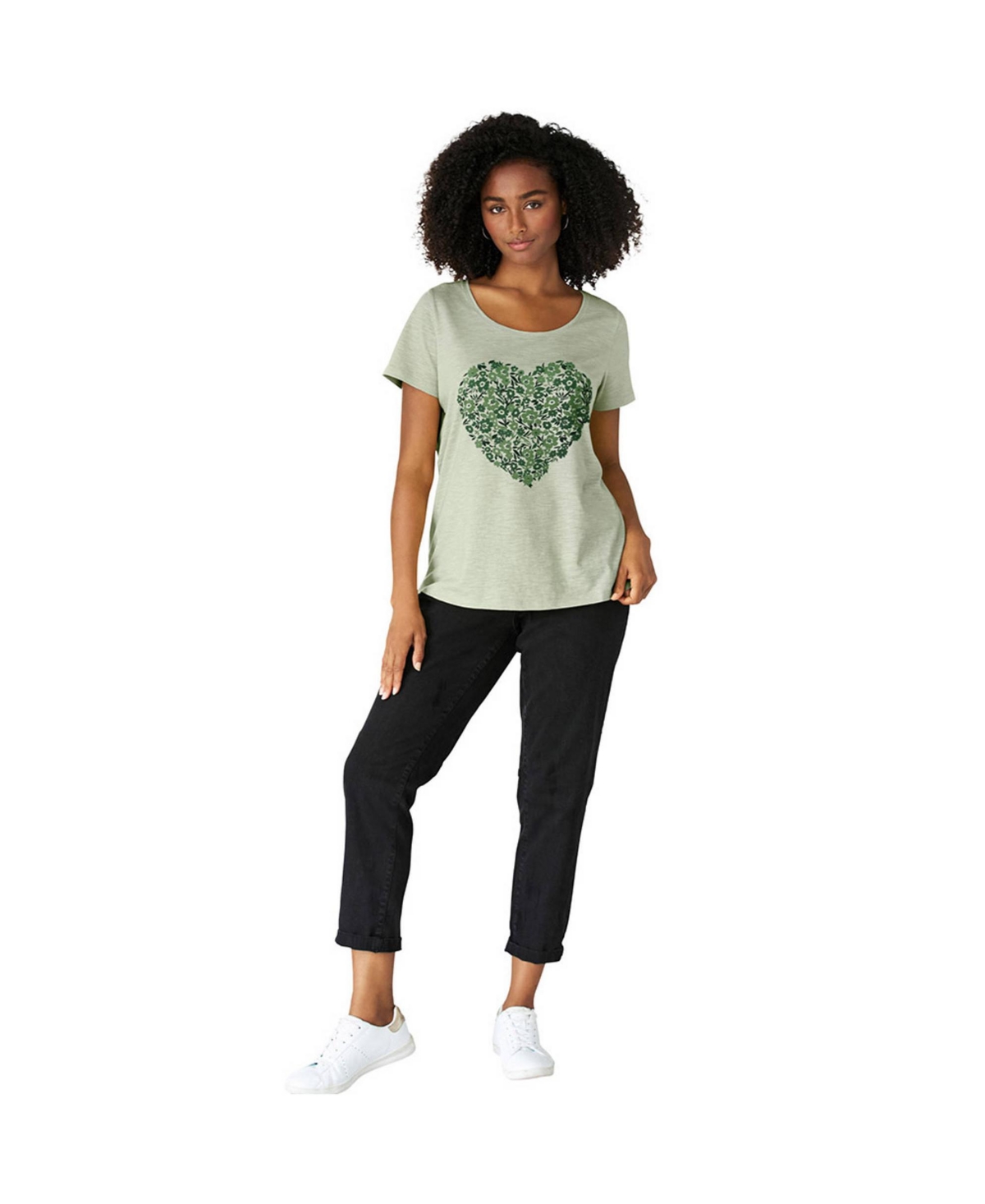 Click here for ellos Plus Size Love Graphic Tee - Frost sage flor... prices