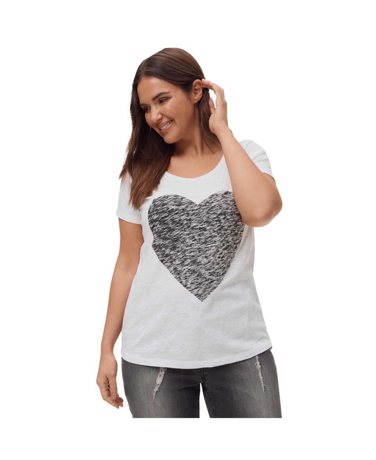Click here for ellos Plus Size Love Graphic Tee - White heart prices