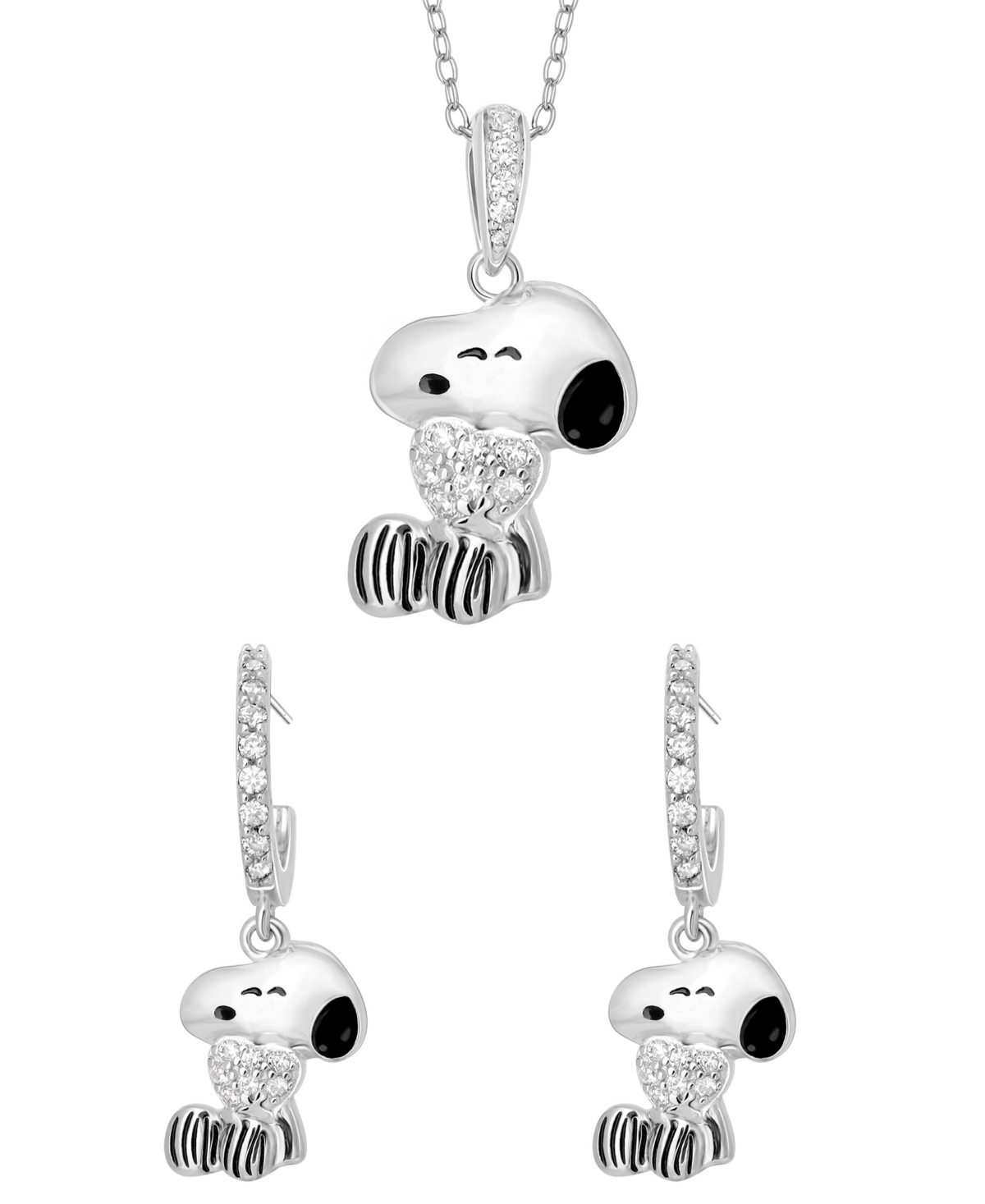 Click here for Macys 2-Pc. Cubic Zirconia Snoopy Necklace and Ear... prices