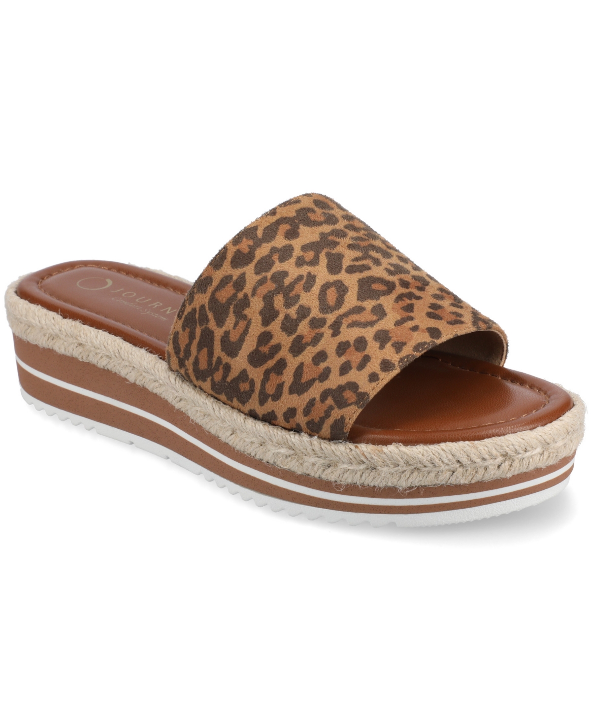 Journee Collection Womens Rosey Medium and Wide Width Comfort System Wedge Heel Espadrille Sandals - Leopard
