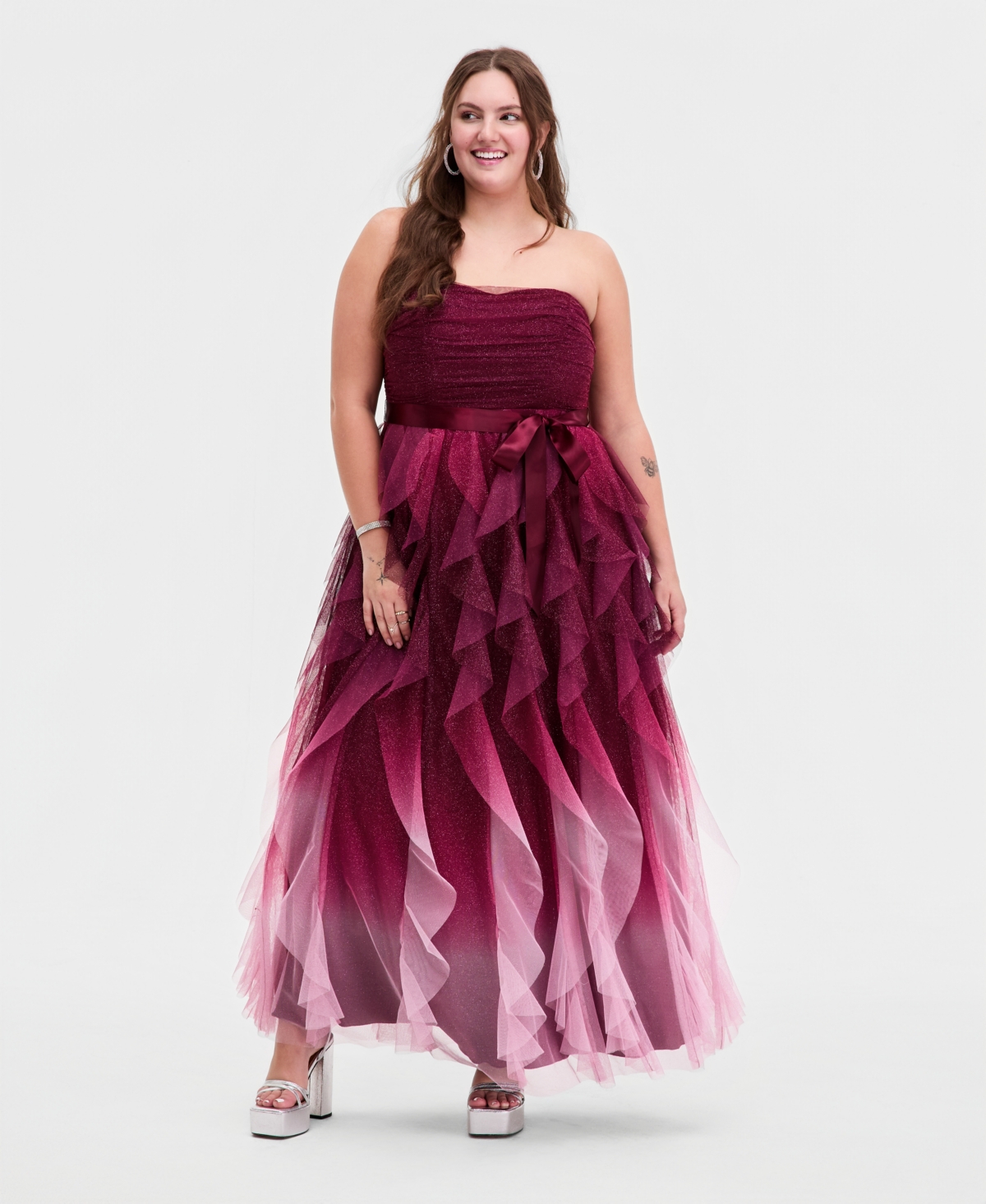 Click here for pear culture Trendy Plus Size Glitter Ombre Petal-... prices