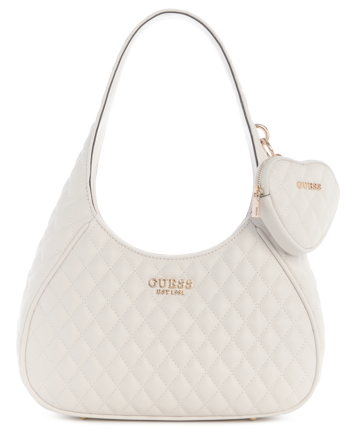 Click here for Guess Atabey Zip Top Small Hobo Bag - Off White prices
