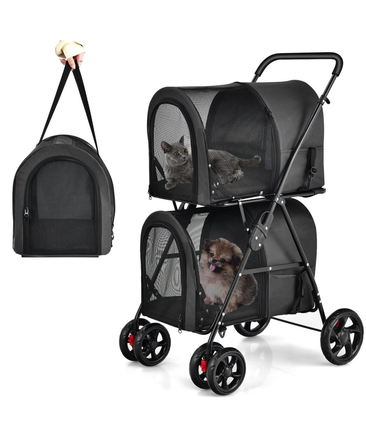 Click here for Sugift 4-in-1 Double Pet Stroller with Detachable... prices