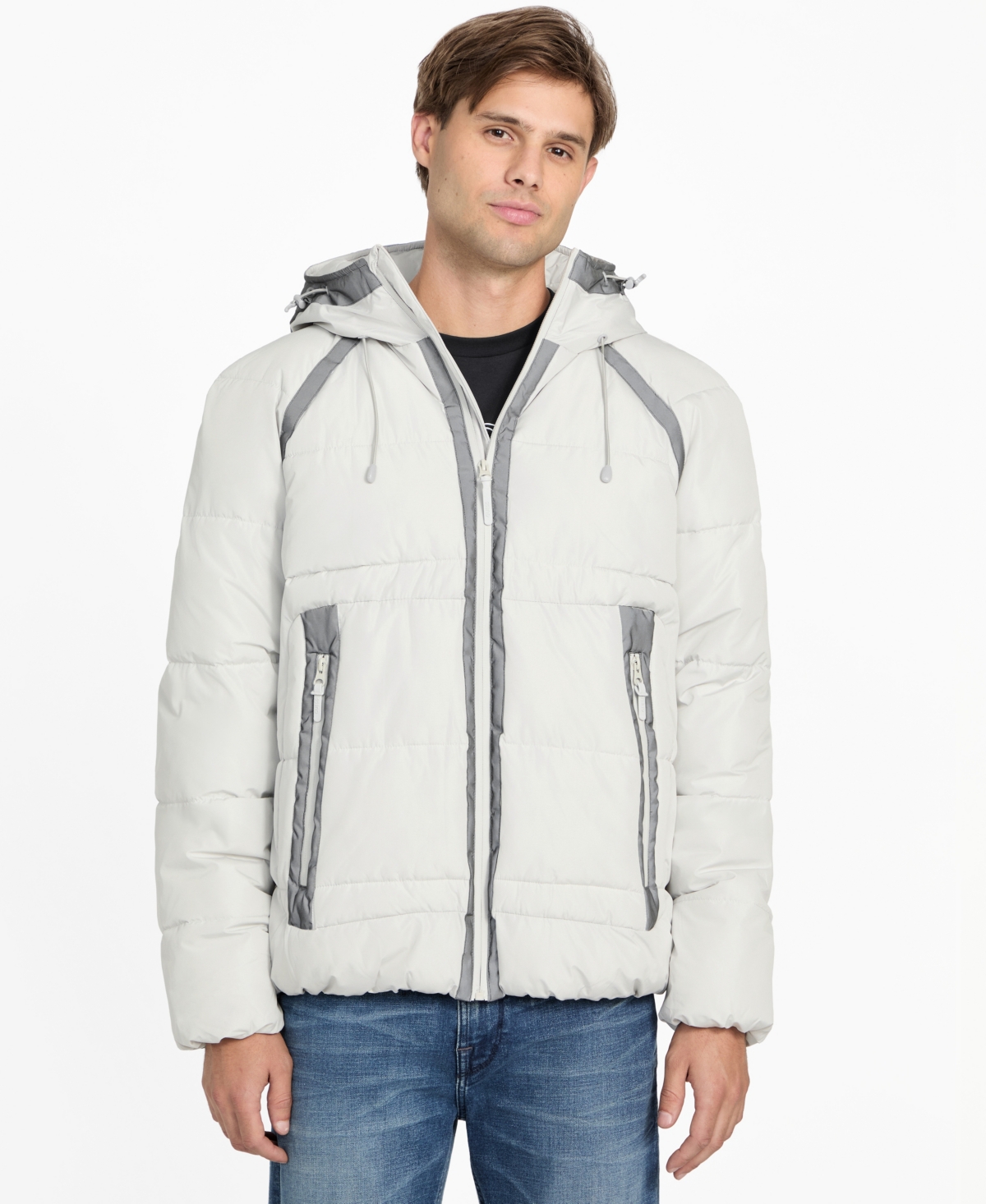Click here for Guess Mens Hooded Ripstop Puffer Jacket - White prices
