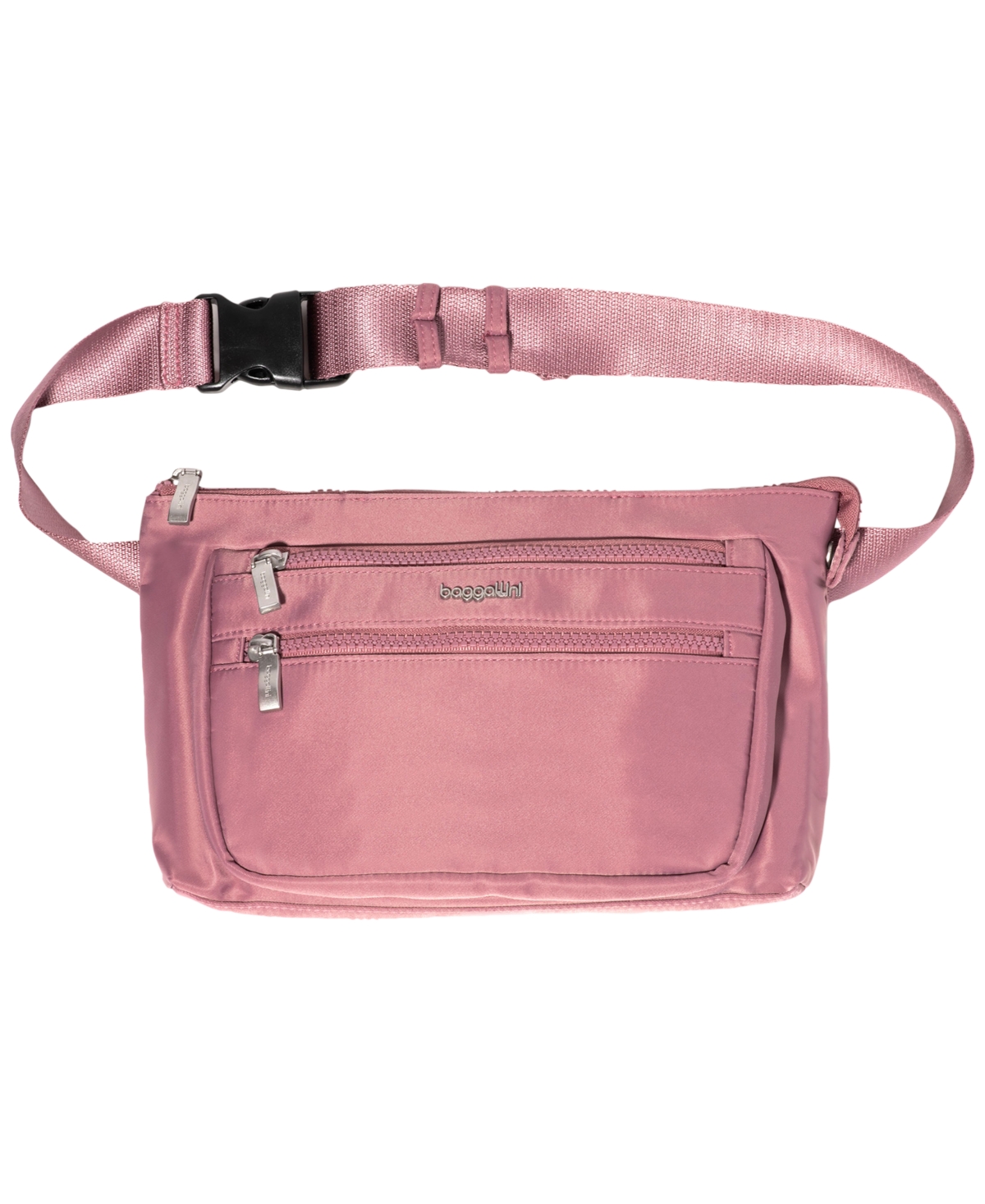 Click here for Baggallini Small Size Pocket Belt Bag - Mauve Twil... prices