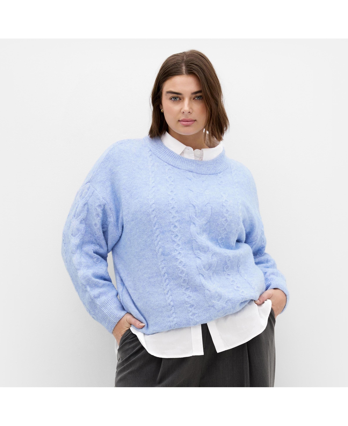 Click here for City Chic Plus Size Claudia Knit Jumper - Sky blue prices