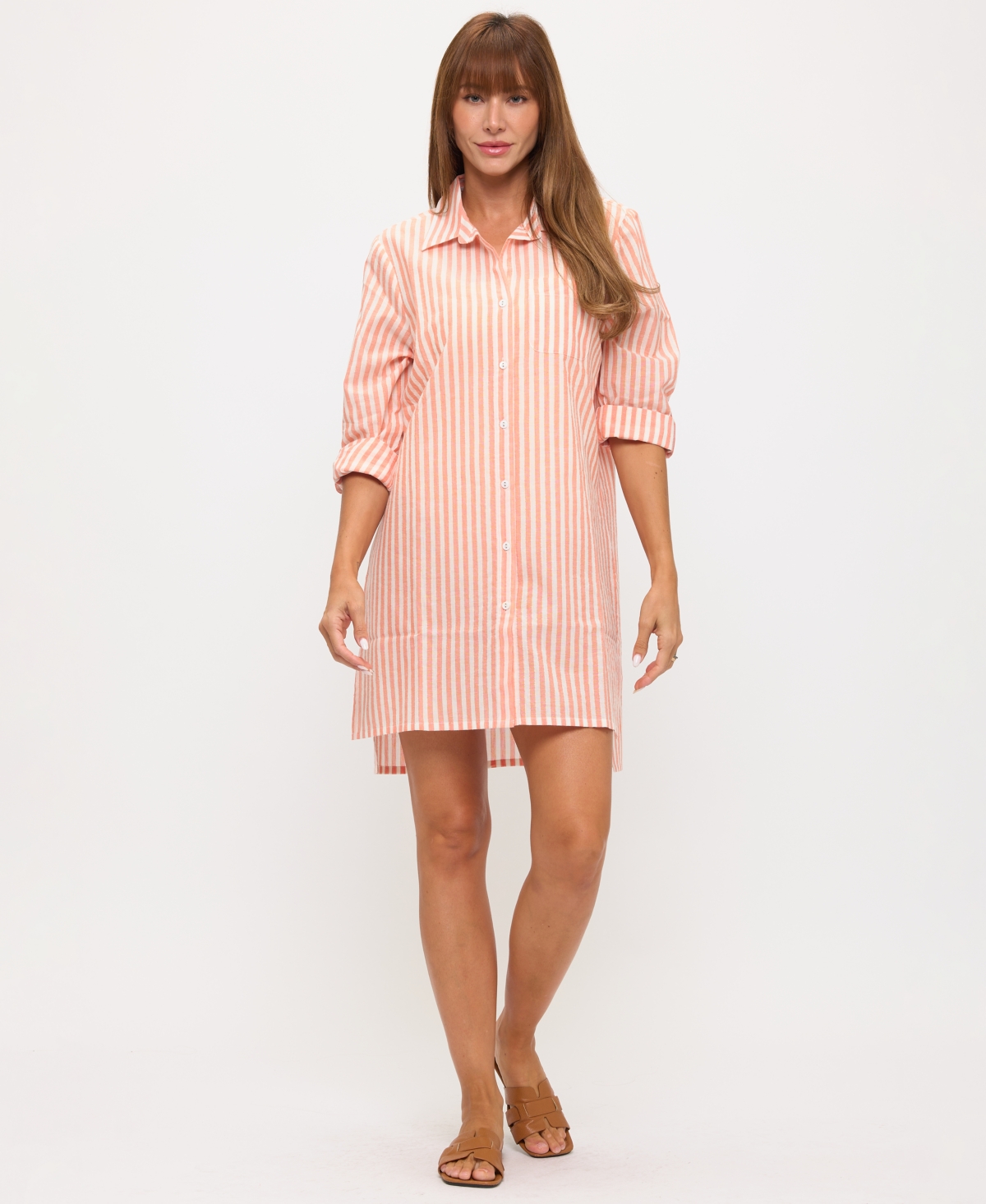 Click here for Dotti Womens Striped Beach Shirt - Sunrise Coral prices