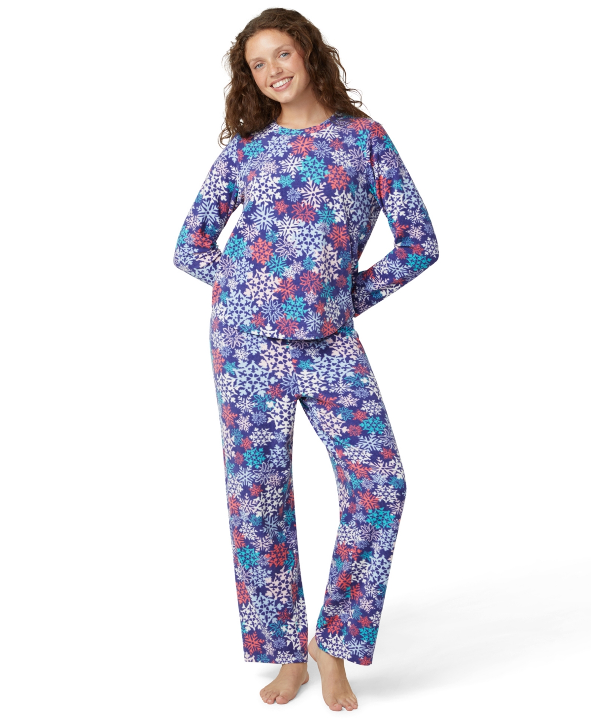 Click here for Hue Womens Waffle Fleece Pajama Set - Skipper Blue prices