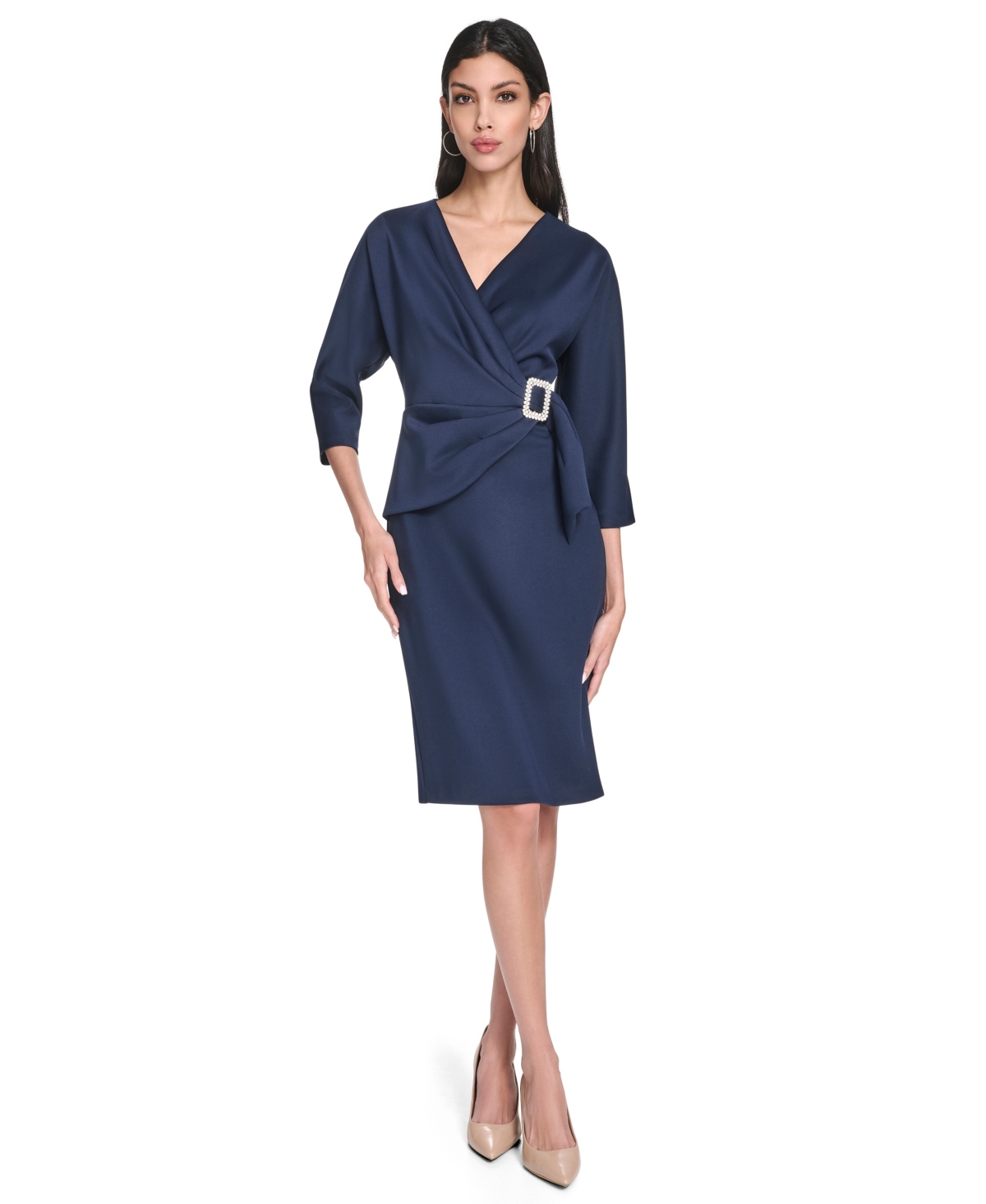 Click here for Eliza J Womens V-Neck Side Drape Cocktail Dress -... prices