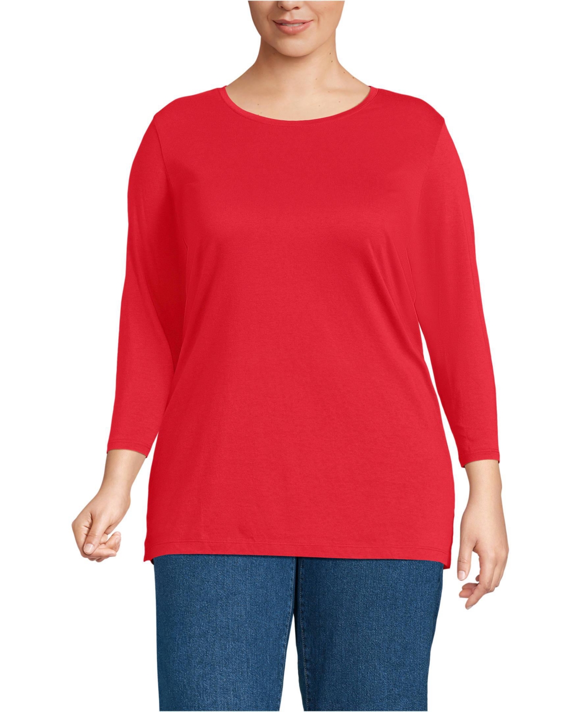 Click here for Lands End Plus Size 3/4 Sleeve Cotton Supima Tunic... prices