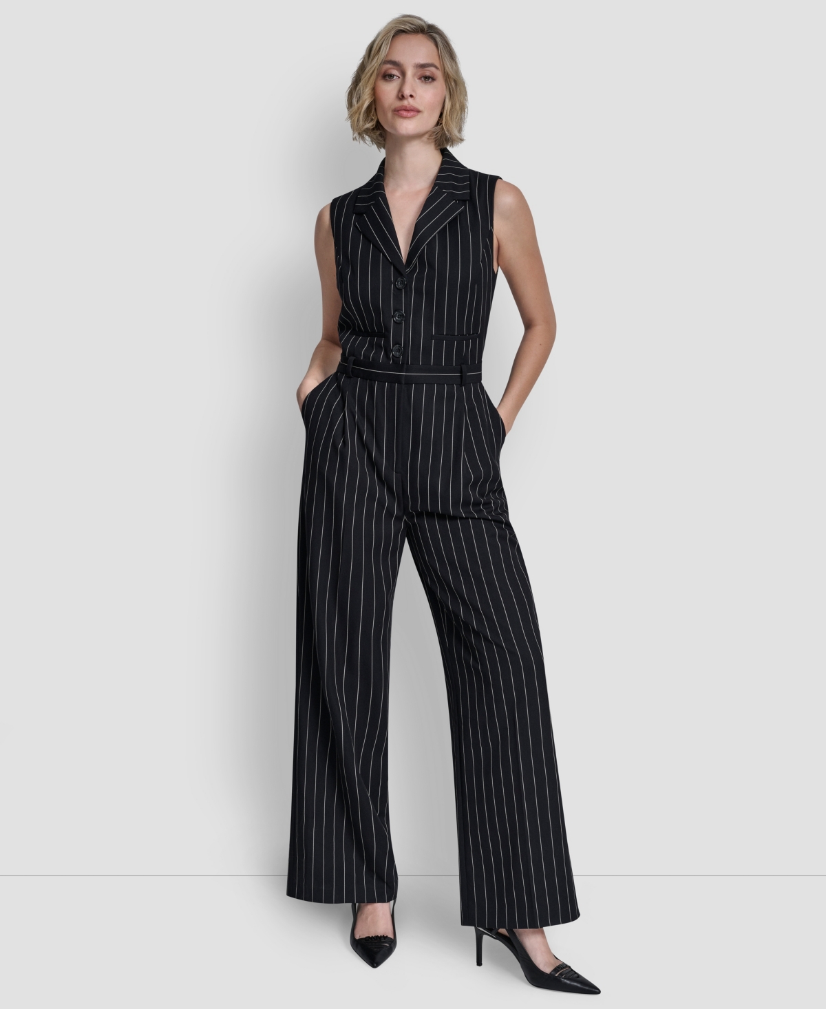 Click here for Dkny Womens Collared Wide Leg Jumpsuit - Navy / Ta... prices