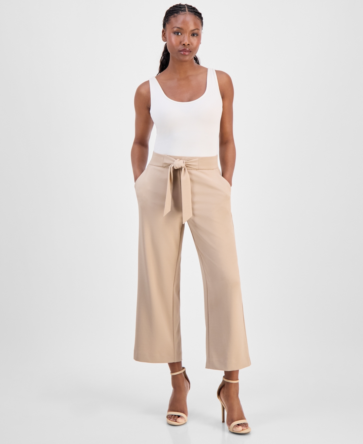 Click here for Ak Anne Klein Petite Cropped Pull-On Pants - Latte prices