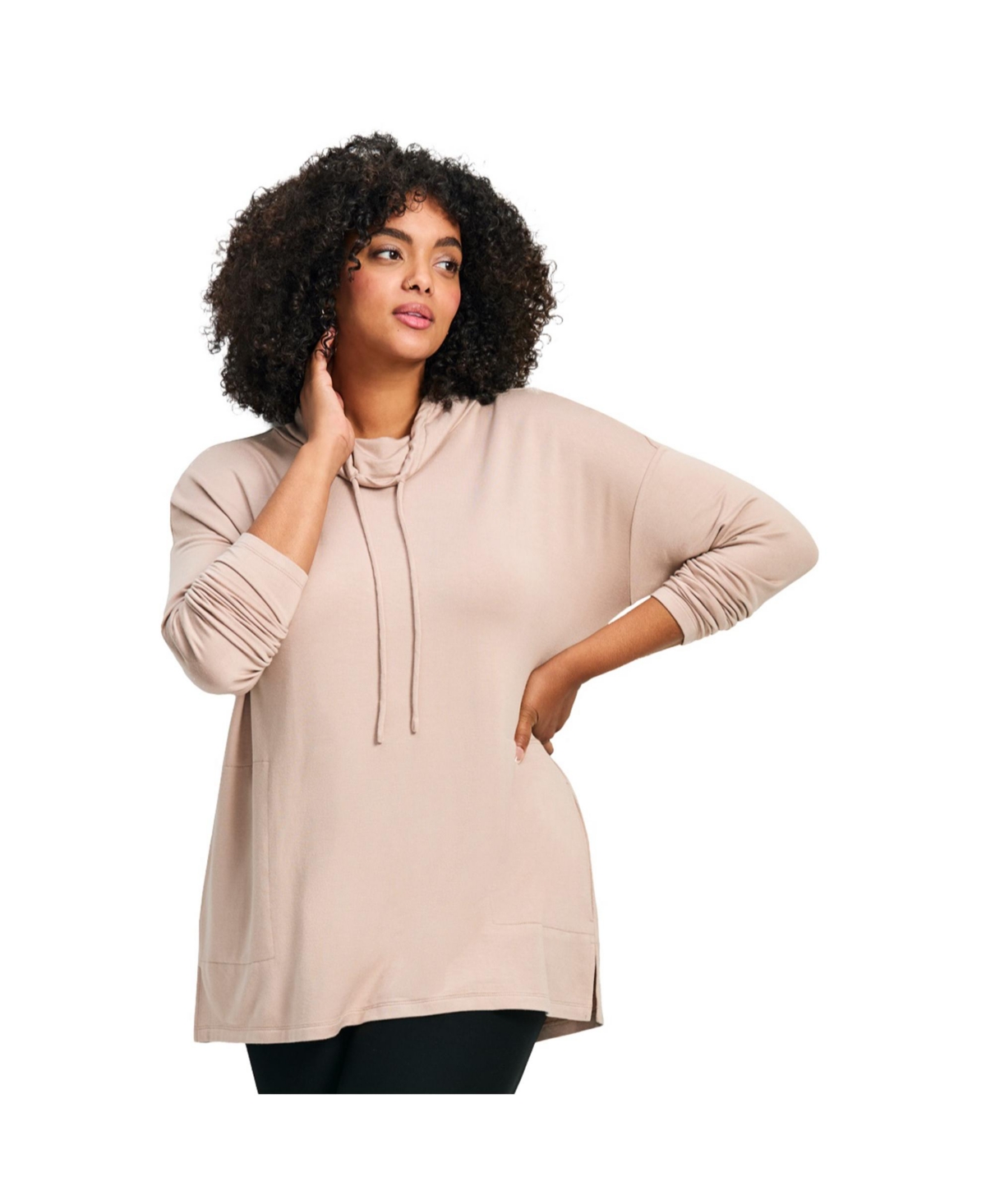 Click here for Avenue Womens Addison Cowl Neck Tunic Top - Latte prices