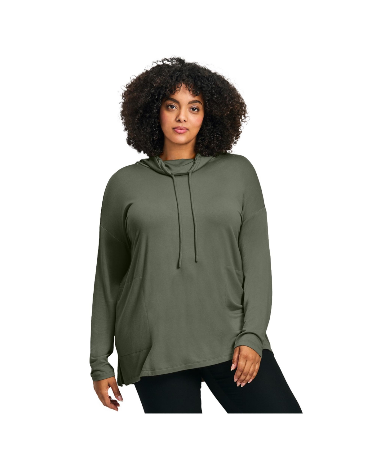 Click here for Avenue Womens Addison Cowl Neck Tunic Top - Olive prices