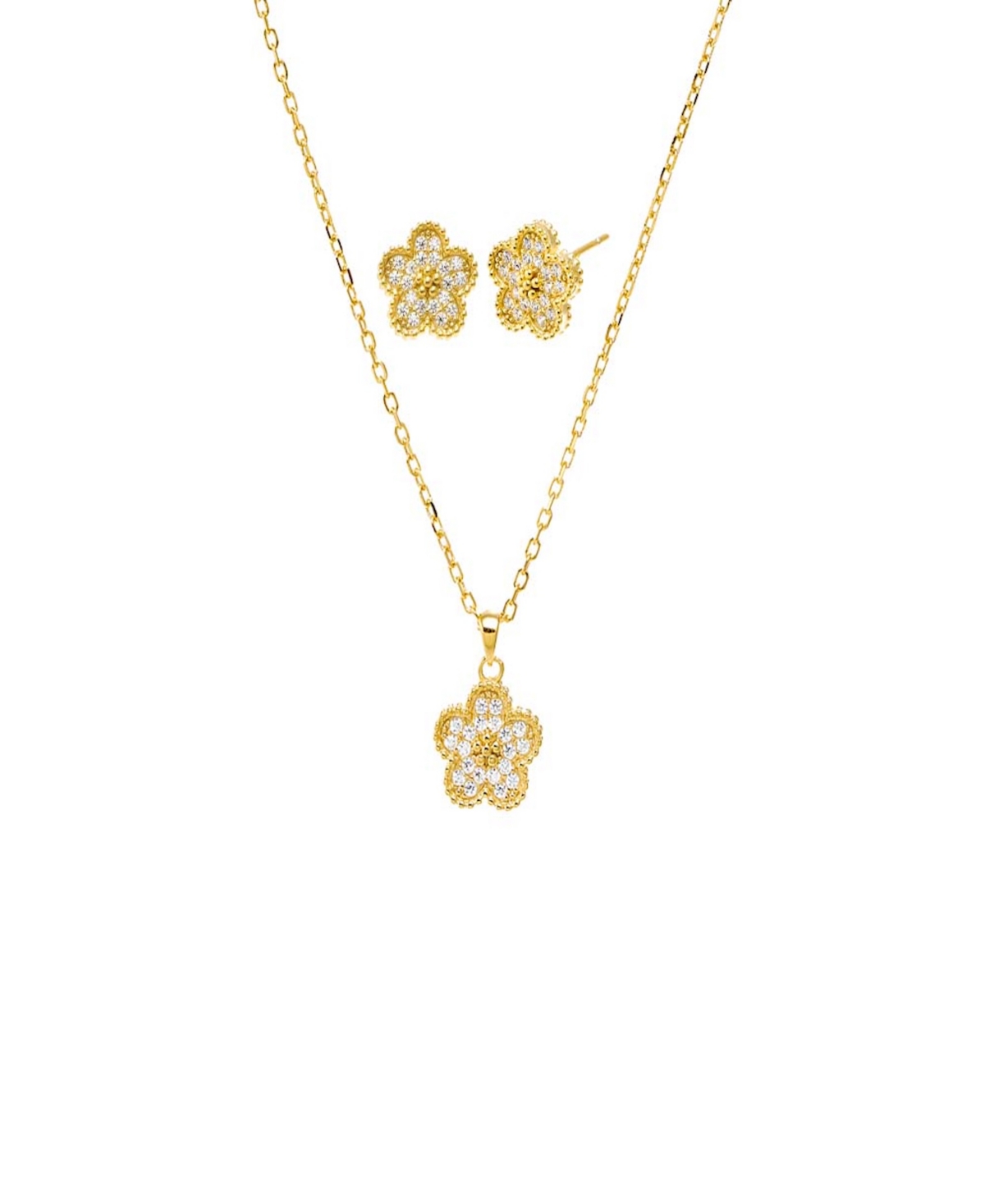 Click here for by Adina Eden Pave Flower Gold Plated Necklace Ear... prices