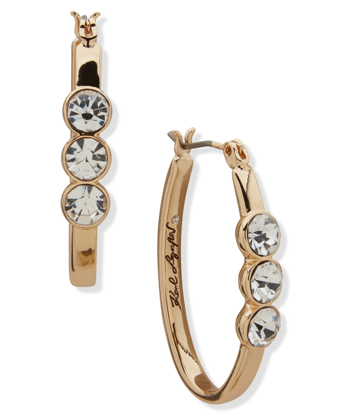 Click here for Karl Lagerfeld Paris Oval Glass Stone Hoop Earring... prices