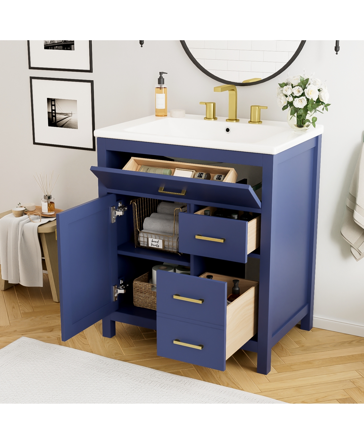 Click here for 30-Inch Blue Bathroom Vanity with Ceramic Sink and... prices