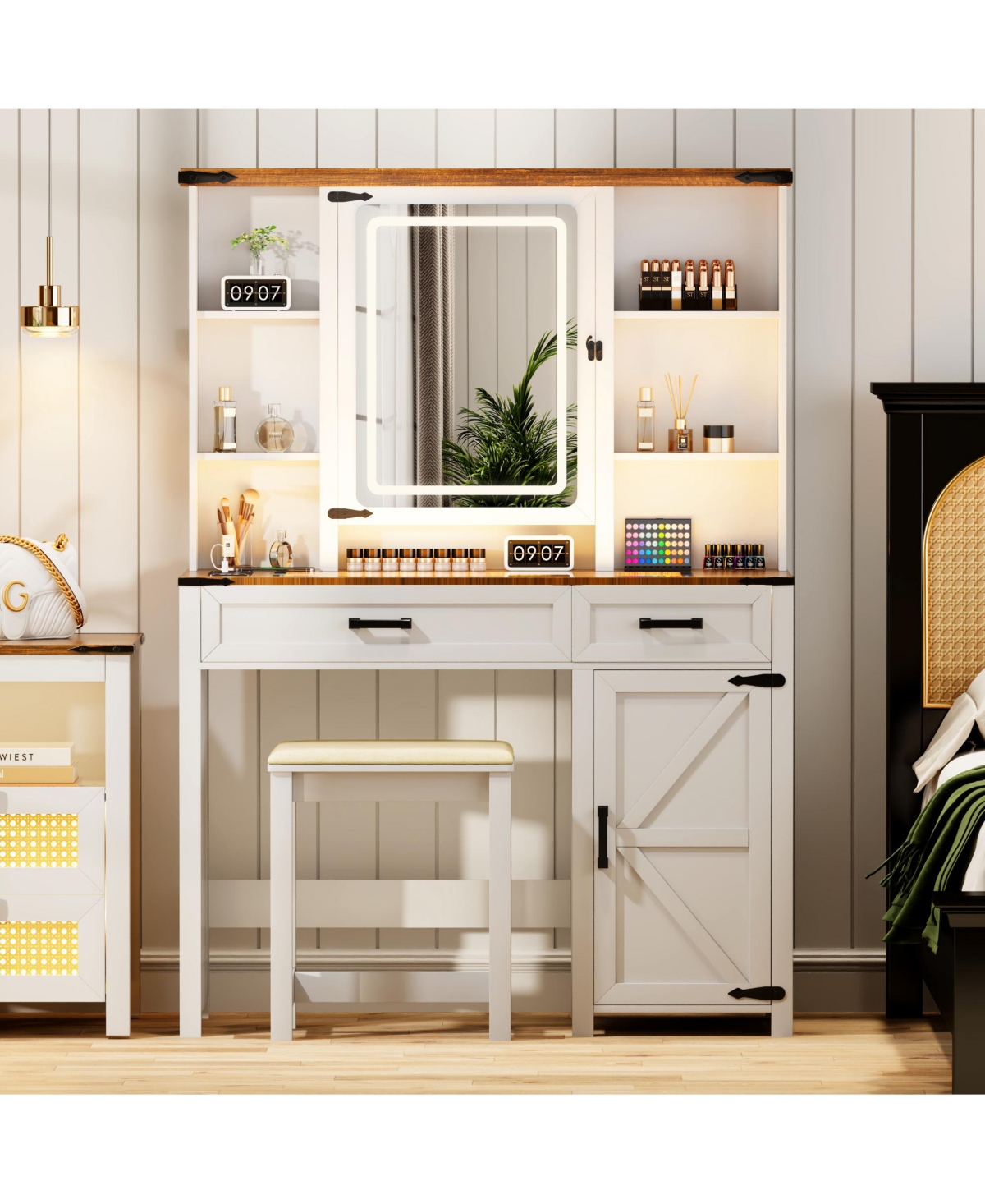 Click here for Vlsrka Vanity Makeup Desk with Mirror and Lights -... prices