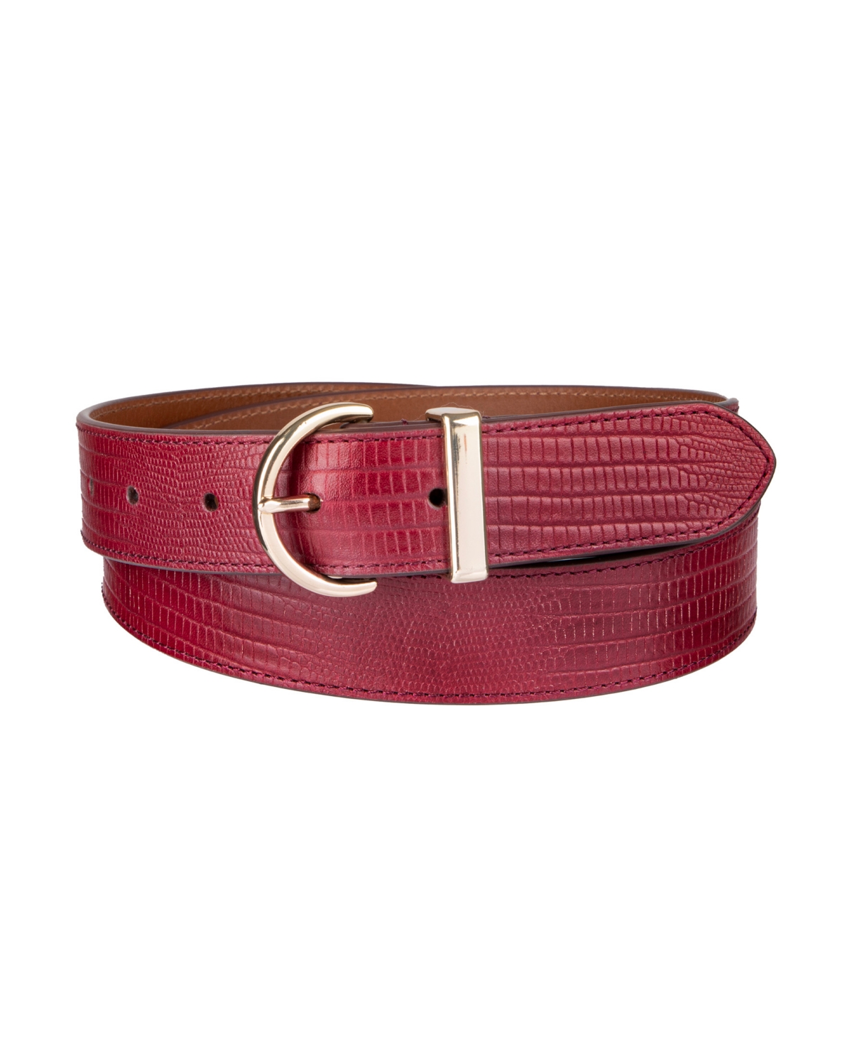 Click here for Cole Haan Womens Lizard-Texture Leather Dress Belt... prices