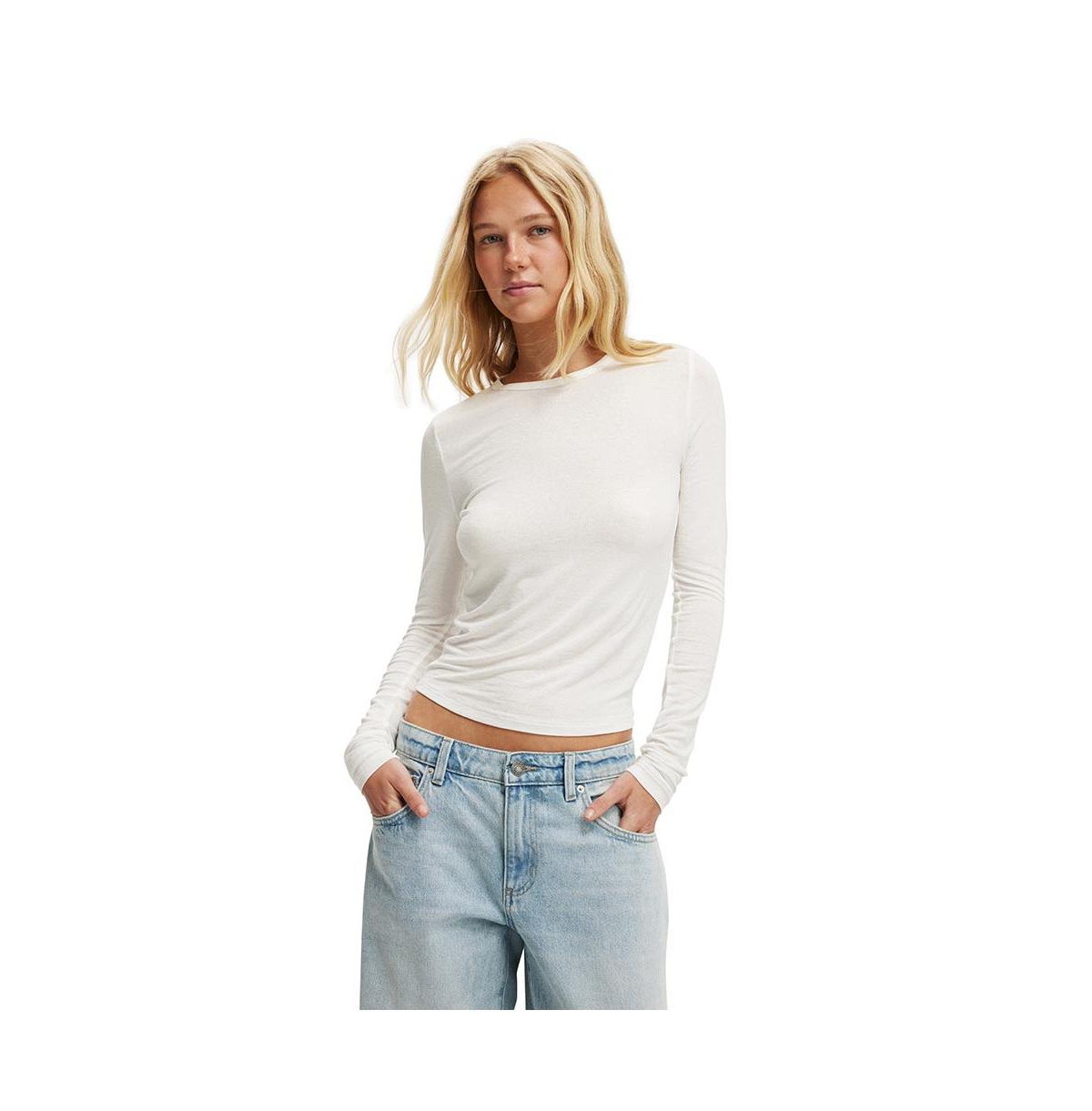 Click here for Cotton On Womens Sheer Layer Crew Long Sleeve - Vi... prices