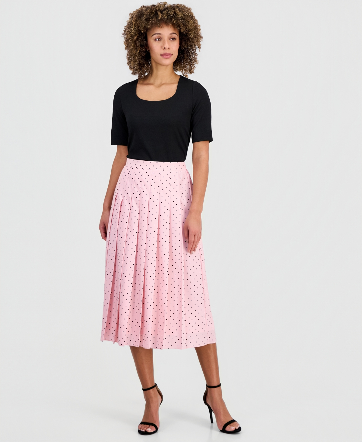 Click here for Kasper Womens Printed Pleated-Front Midi Skirt - T... prices