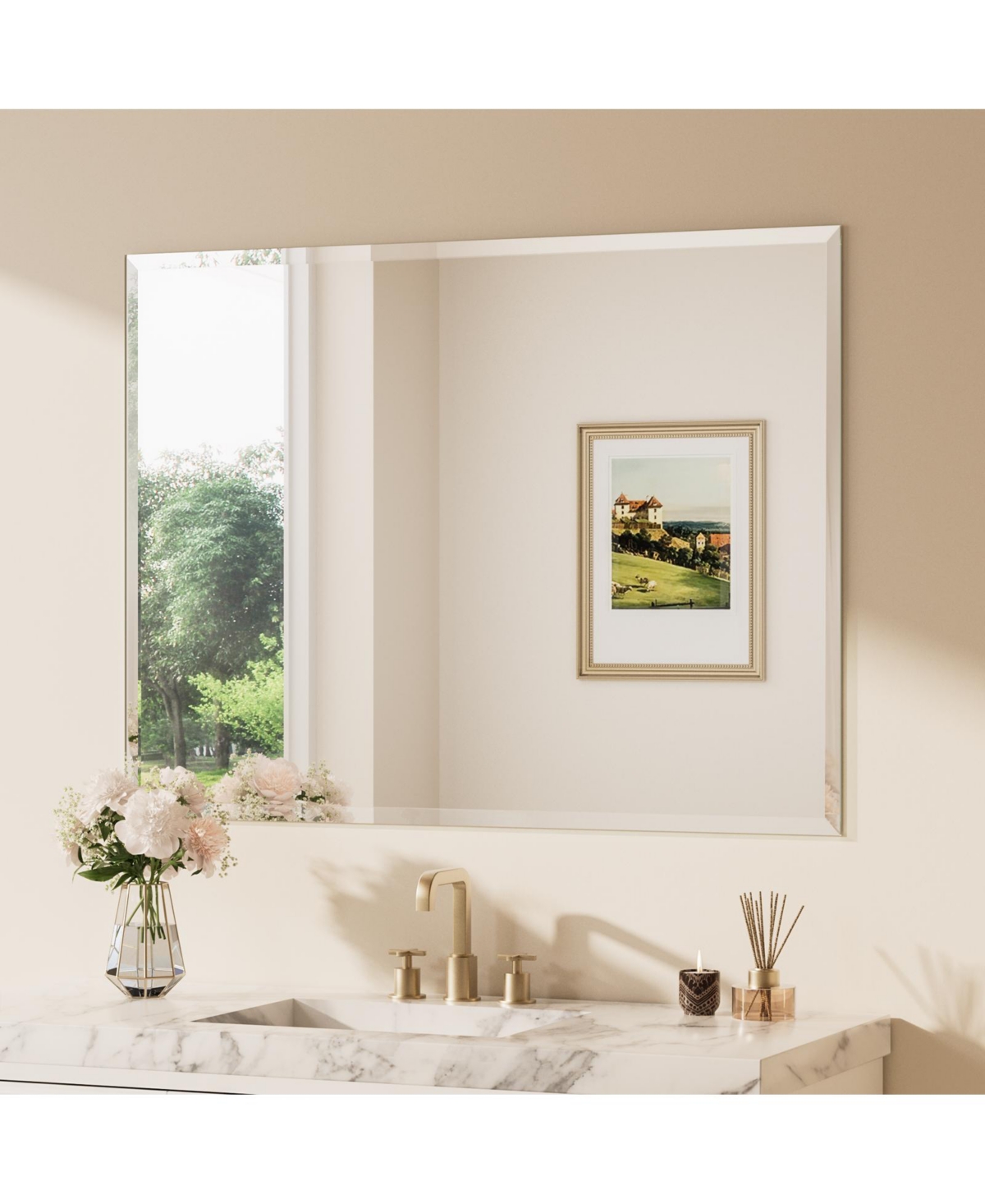 Click here for Keonjinn Inch Beveled Bathroom Vanity Mirror Shatt... prices