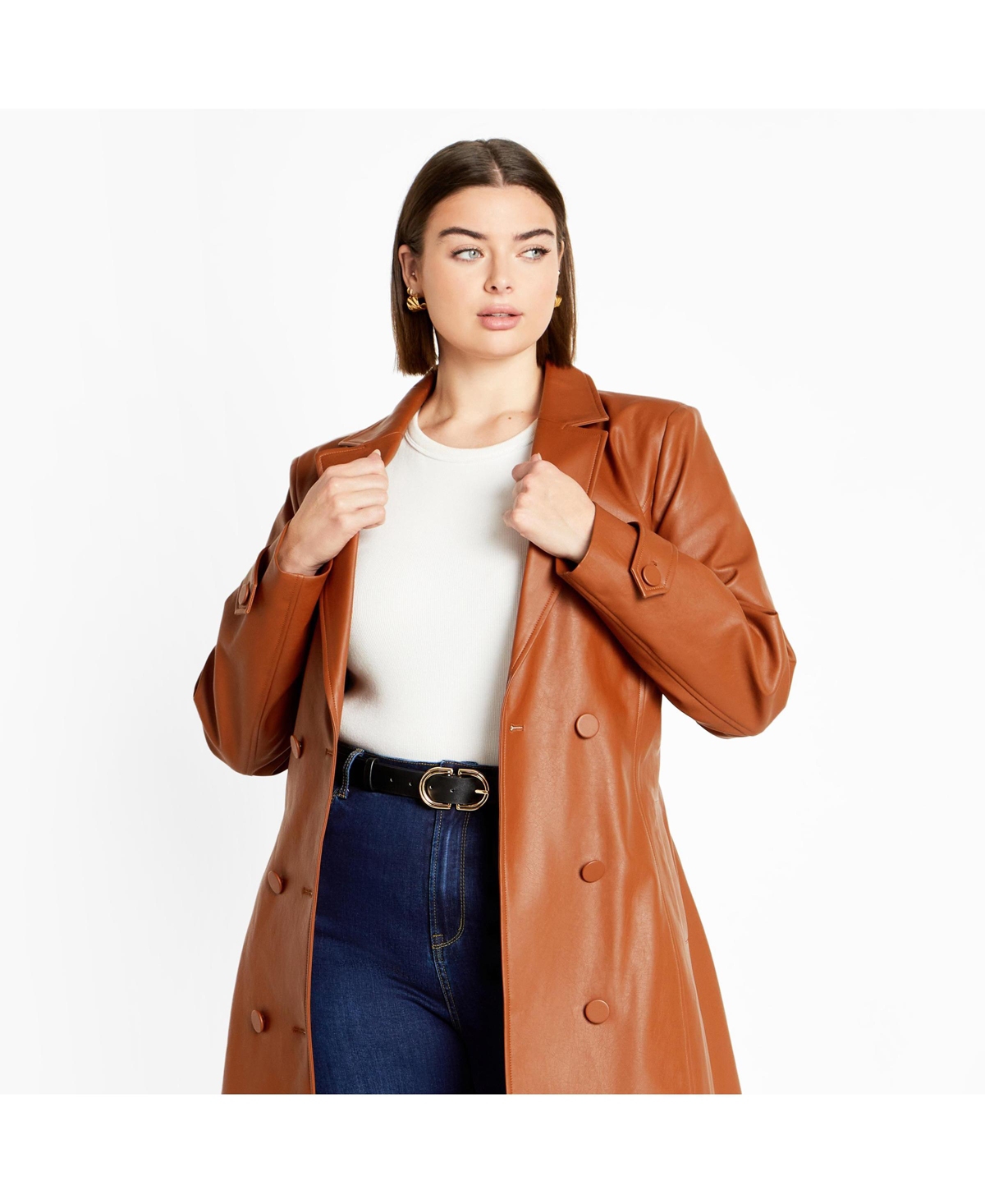 Click here for City Chic Plus Size Phylis Trench Coat - Toffee prices