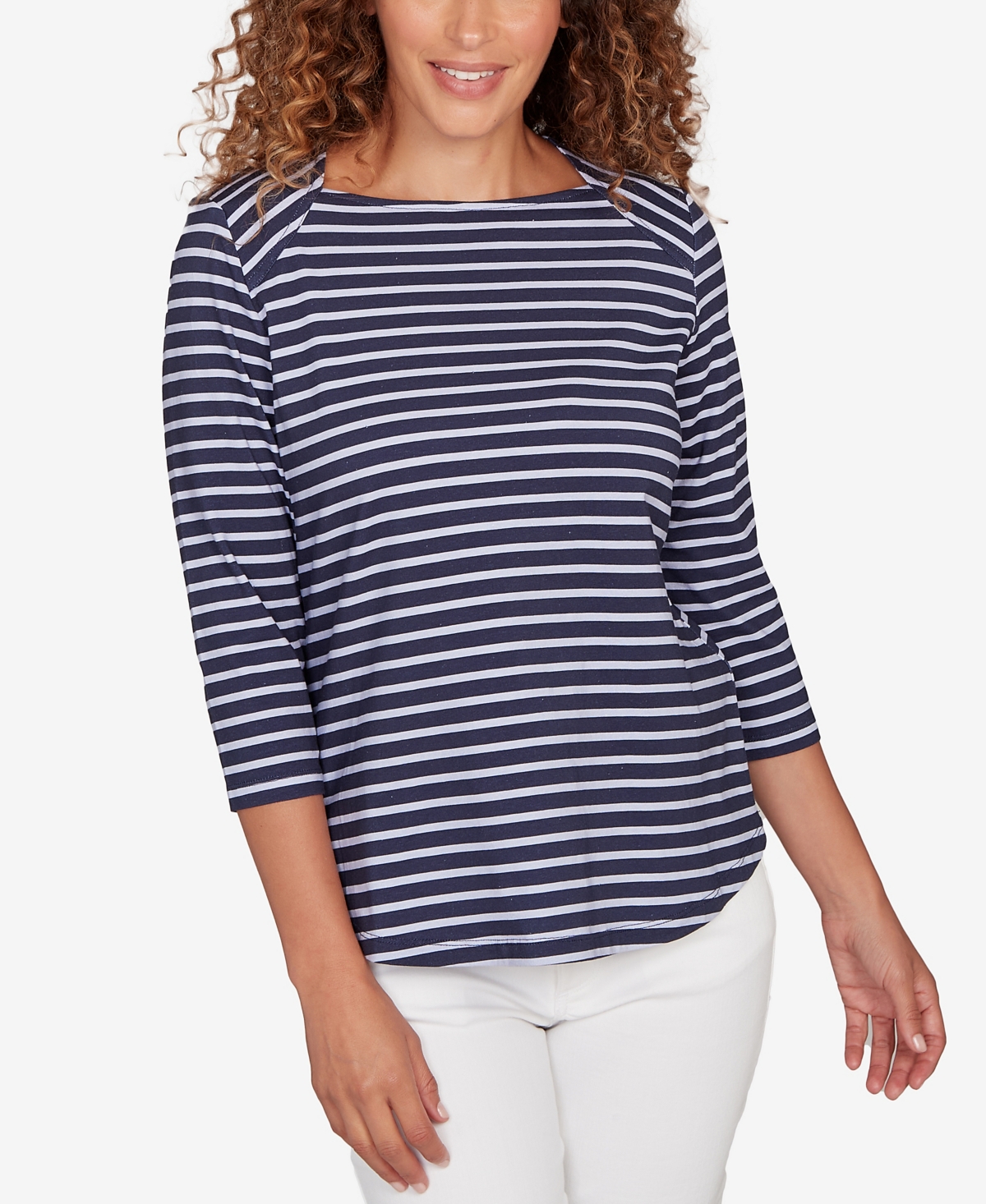 Click here for Ruby Rd. Plus Size Classic Marine Stripe Knit Top... prices