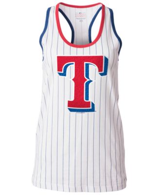 5th & Ocean Women's Texas Rangers Pinstripe Glitter Tank Top - Macy's
