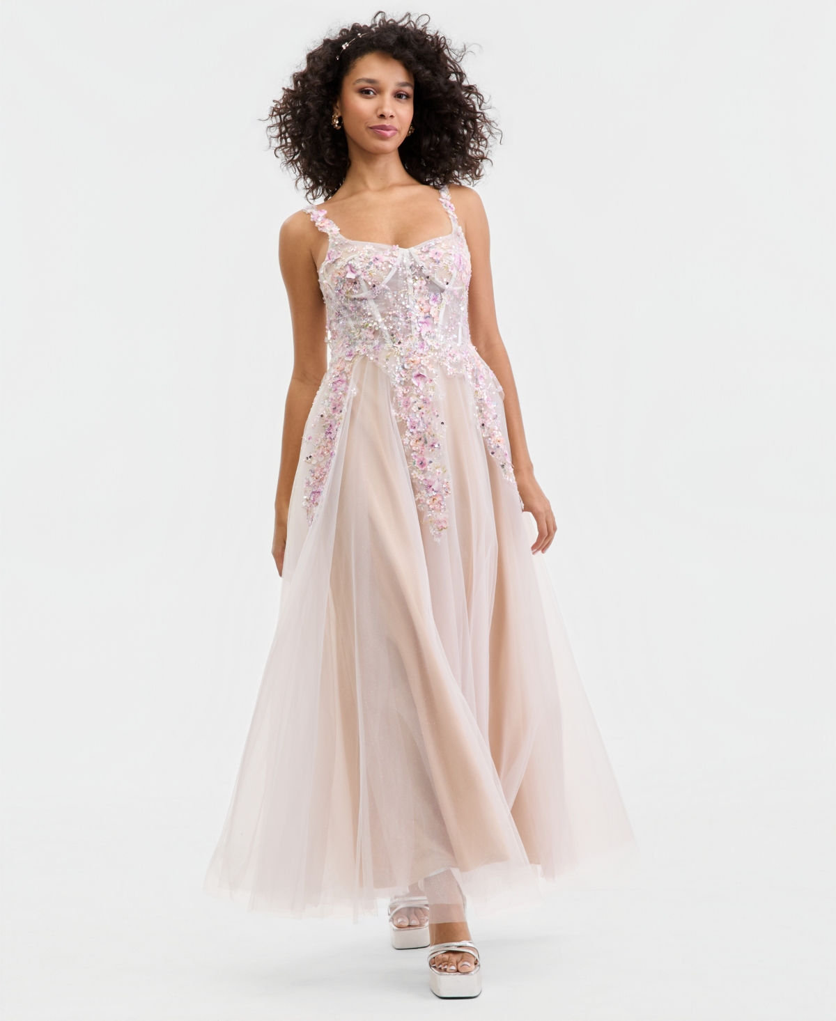 Click here for Jump Juniors 3D-Floral Illusion-Bodice Gown - IVOR... prices