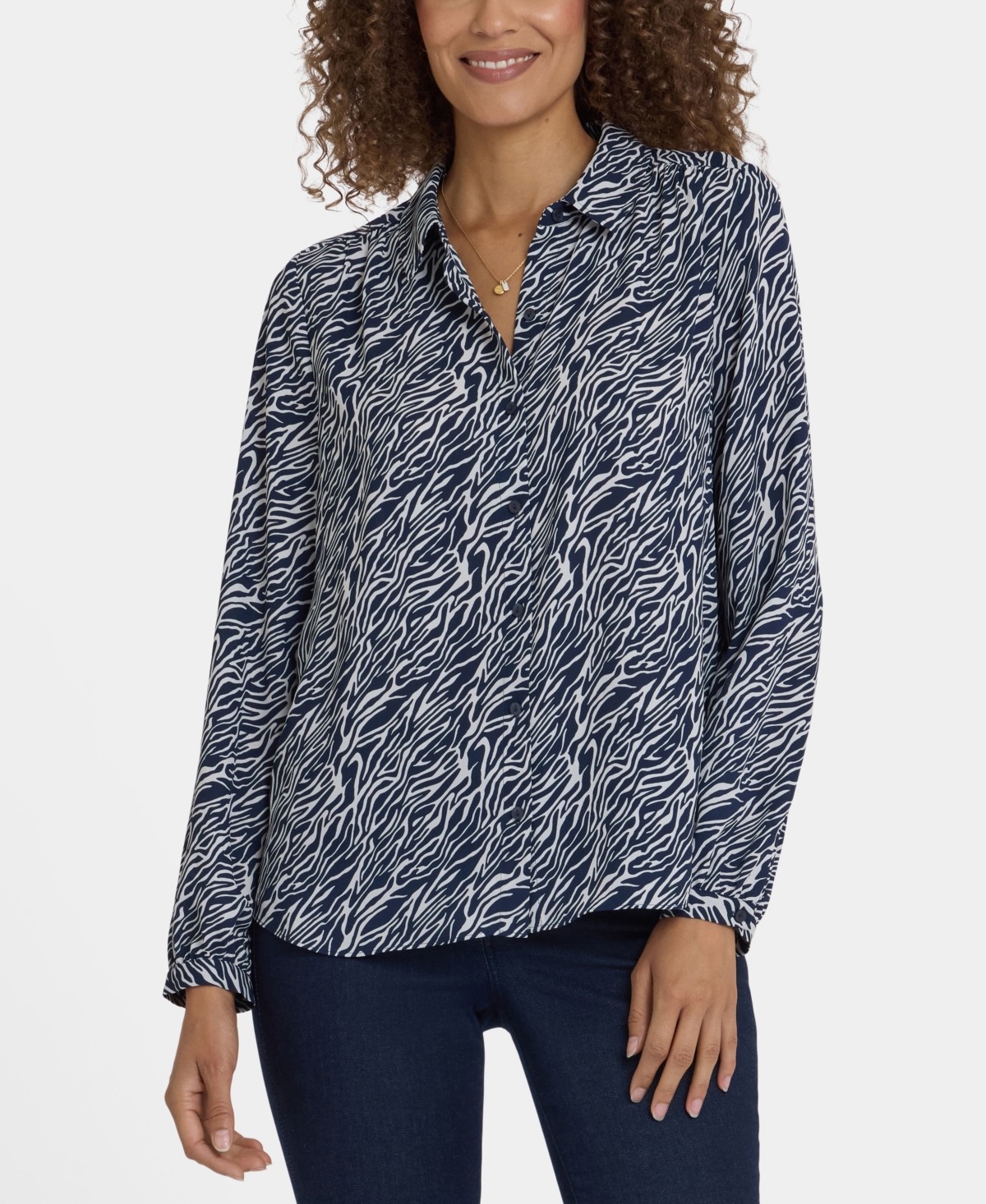 Click here for Nydj Womens Point Collar Modern Top - Vintage Zebr... prices