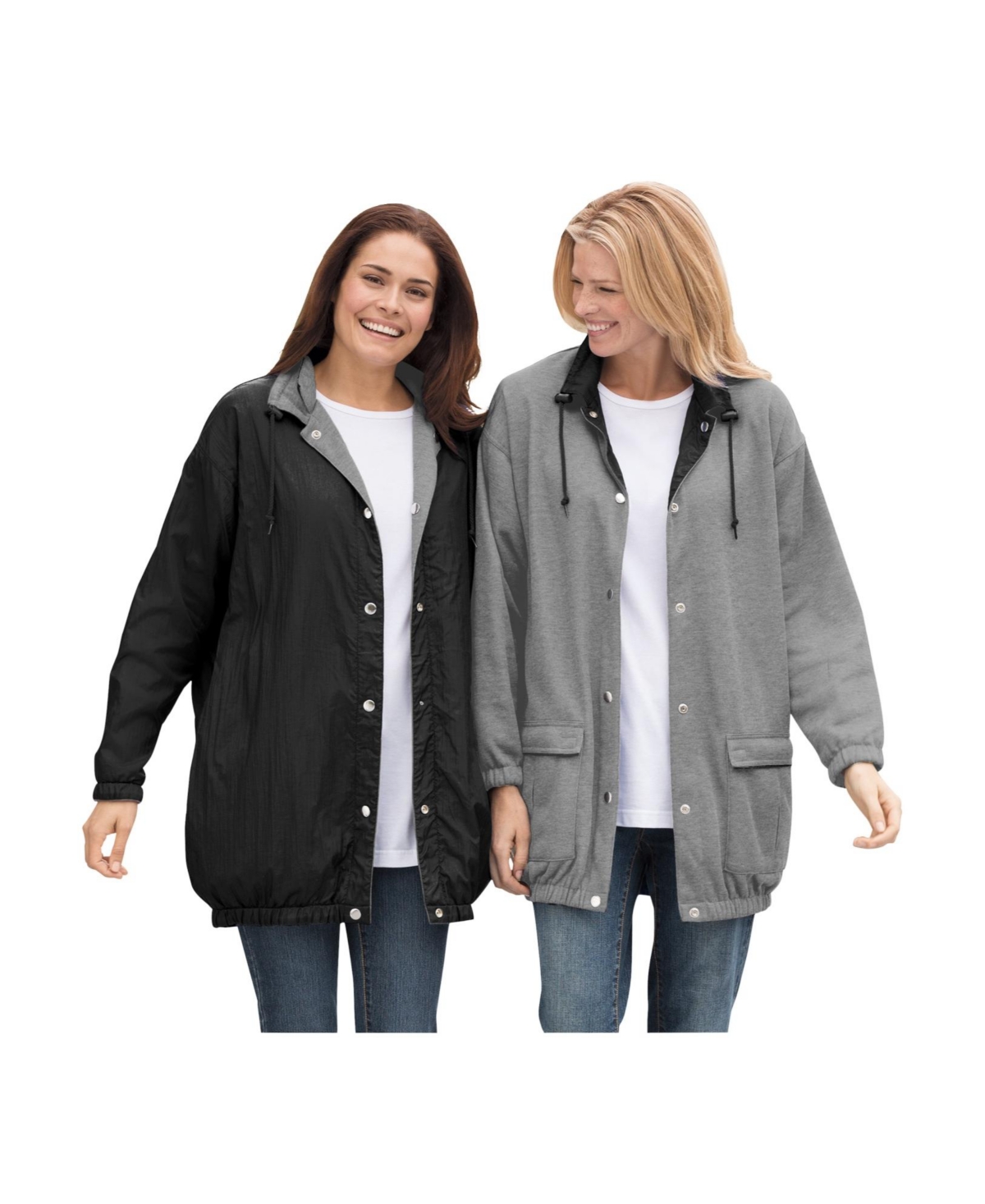 Click here for Woman Within Plus Size Fleece Nylon Reversible Jac... prices