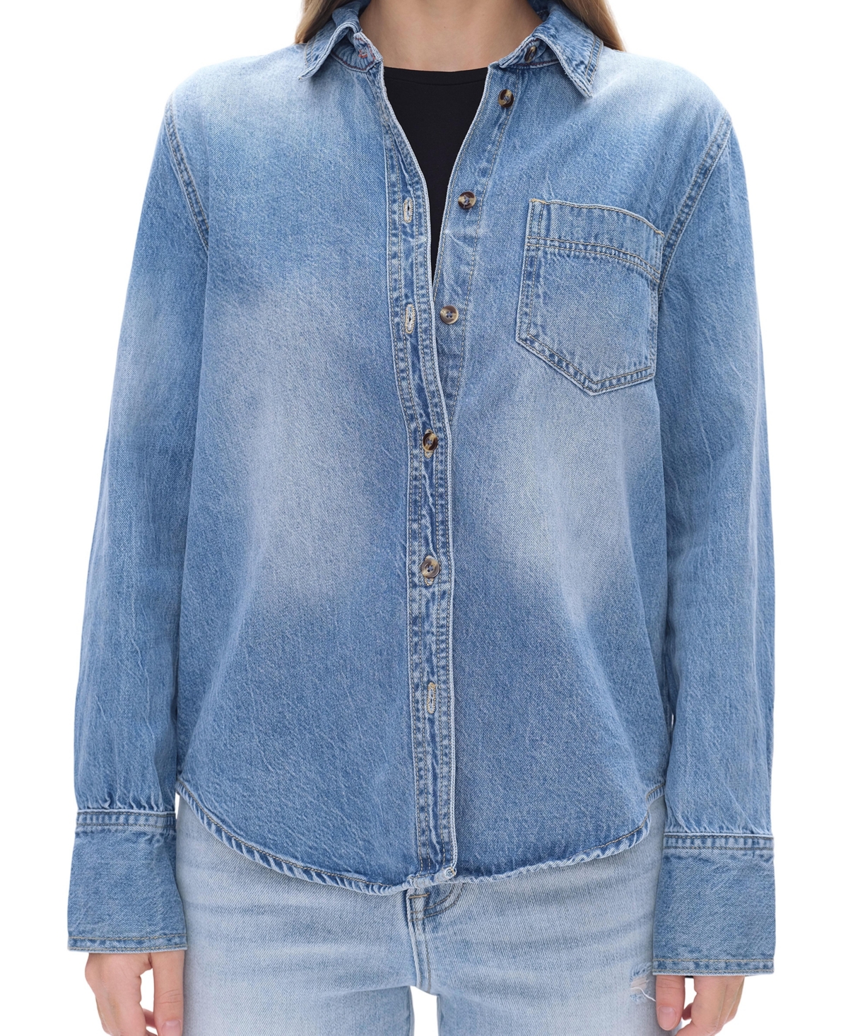 Click here for Bayeas Womens Kelly Classic Boxy Denim Button-Fron... prices