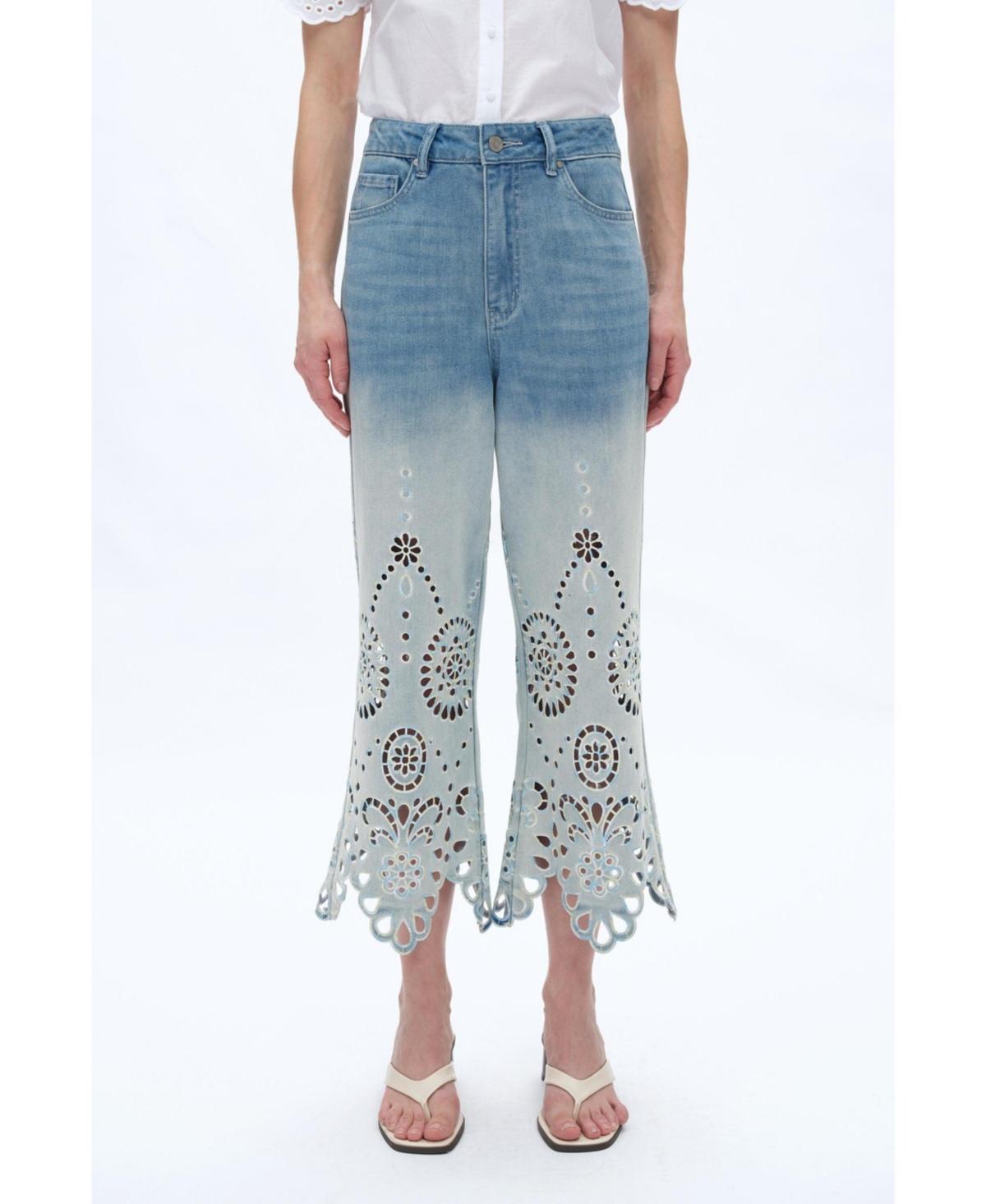 Click here for Bayeas Womens High-Rise Cutout Embroidered Wide-Le... prices