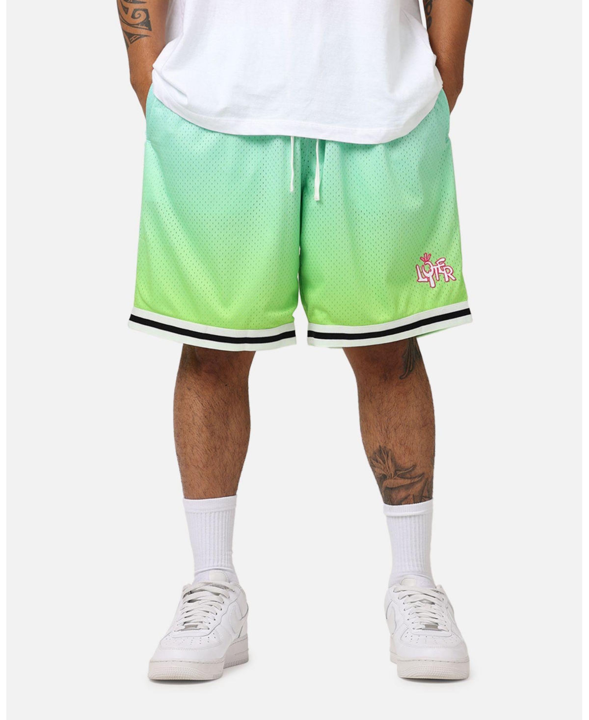 Click here for Loiter Mens Gradient Basketball Shorts. - Green/Wh... prices