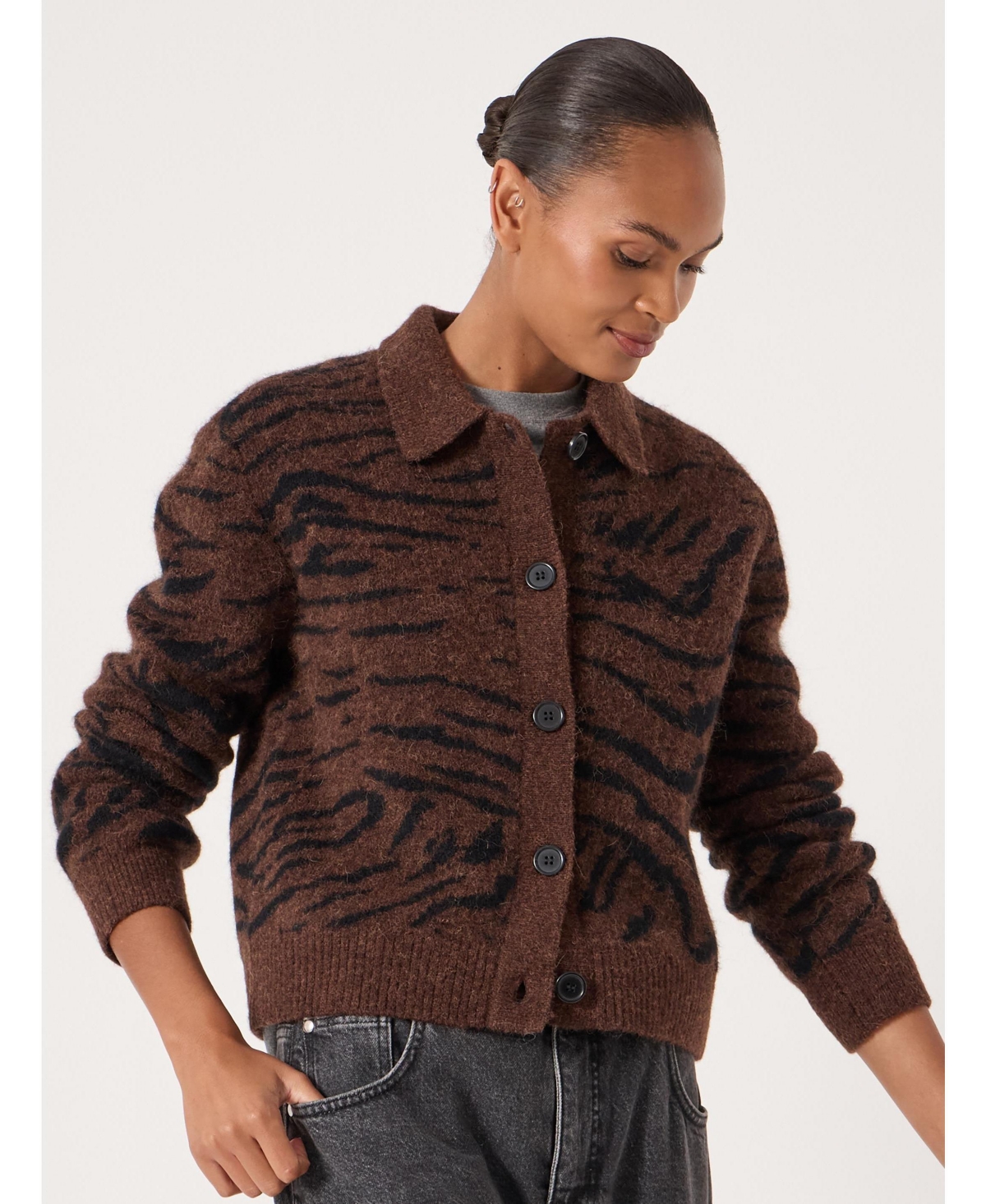 Click here for Hush Womens Wool Blend Jacquard Shirt Jacket - Dar... prices