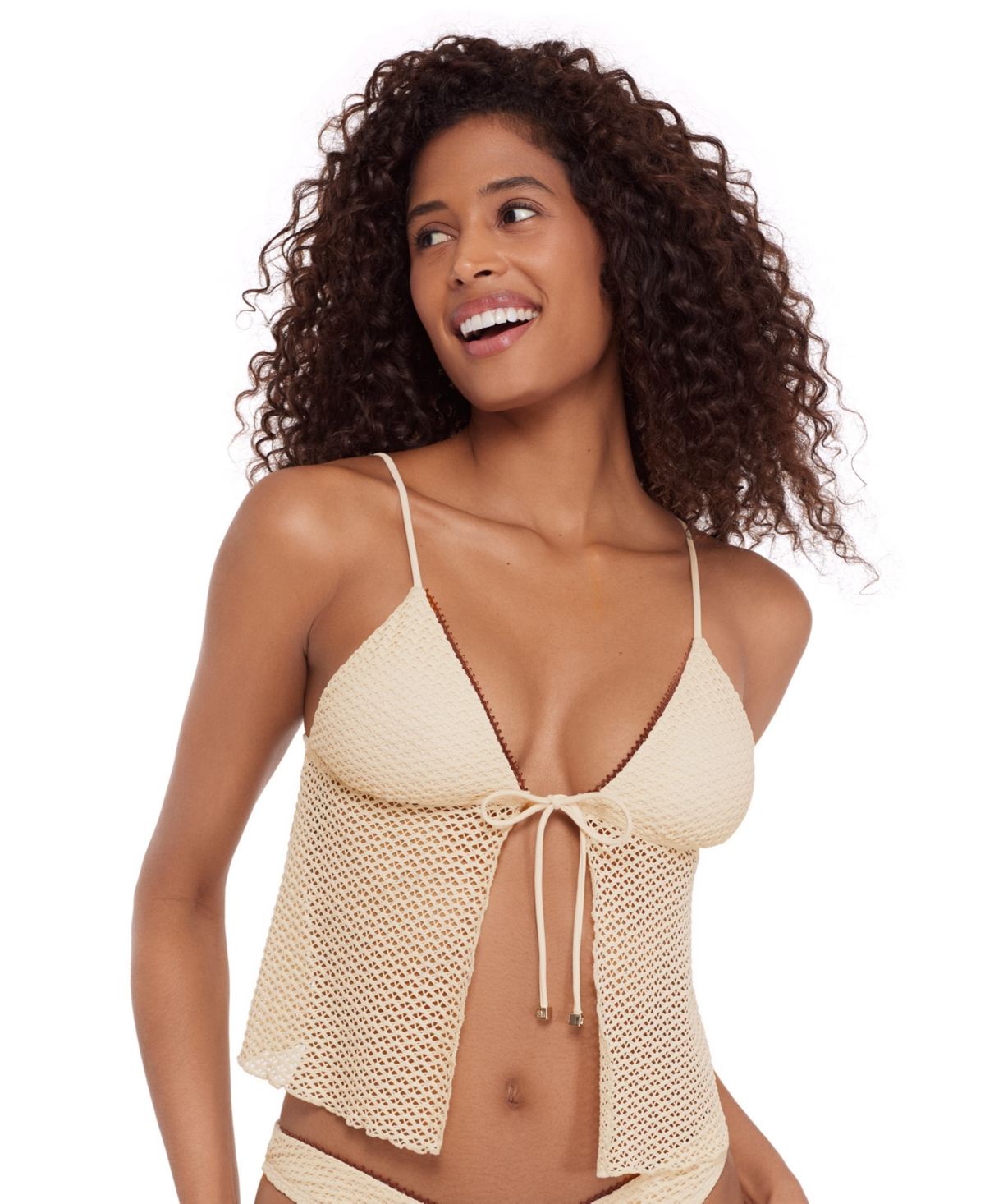 Click here for Steve Madden Womens Tie Front Crop Tankini Top - P... prices