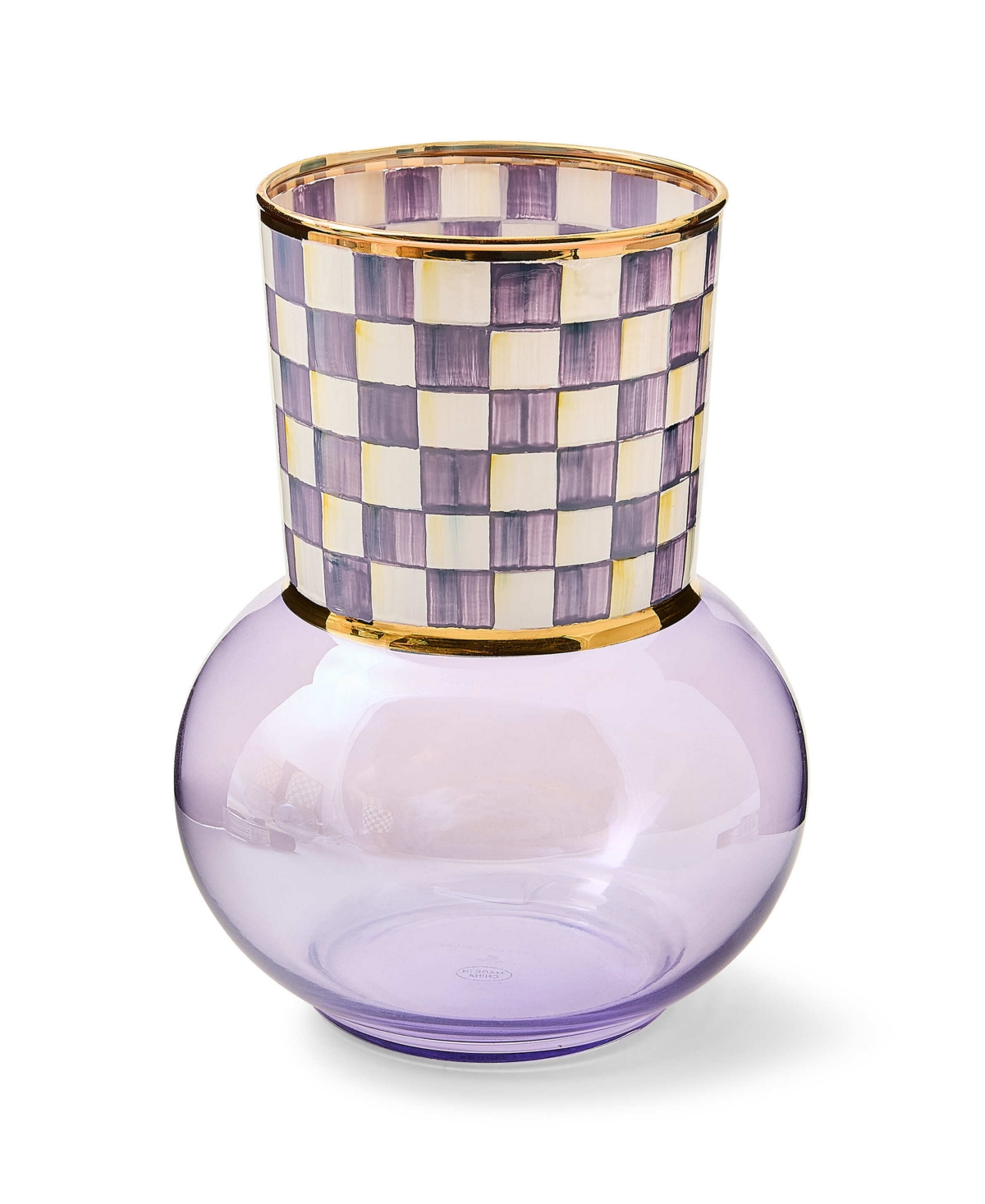 Click here for MacKenzie-Childs Violet Check Glass Vase - Violet prices