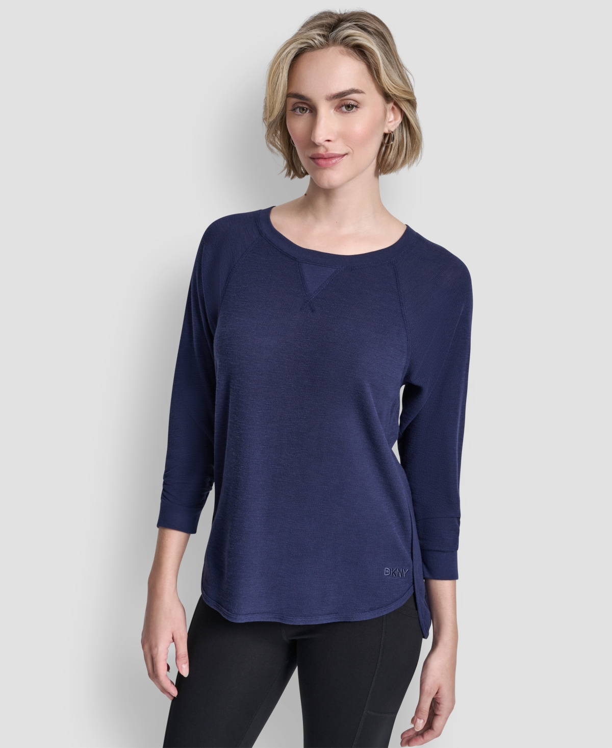 Click here for Dkny Womens Mini Slub Waffle Three Quarter Sleeve... prices